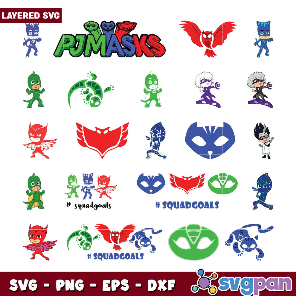 PJ Masks SVG Bundle Layered Designs – svgpan