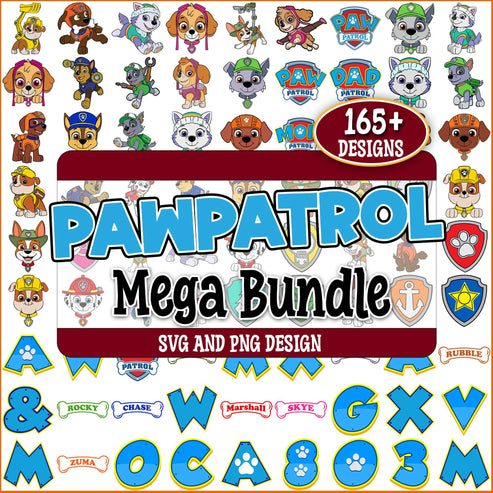 Paw patrol alphabets svg bundle, paw patrol svg, paw patrol characters ...