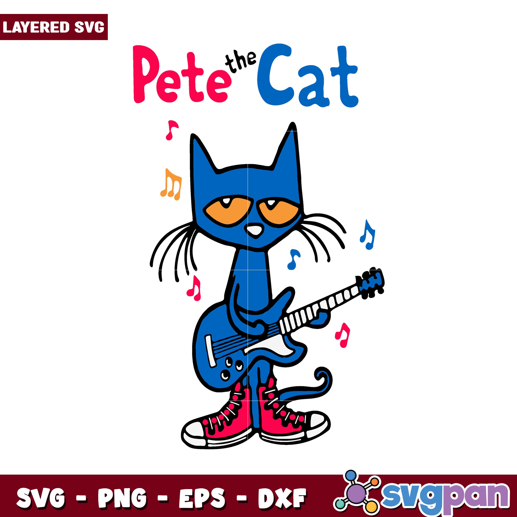 Pete the Cat playing guitar design, perfect for creative projects – svgpan