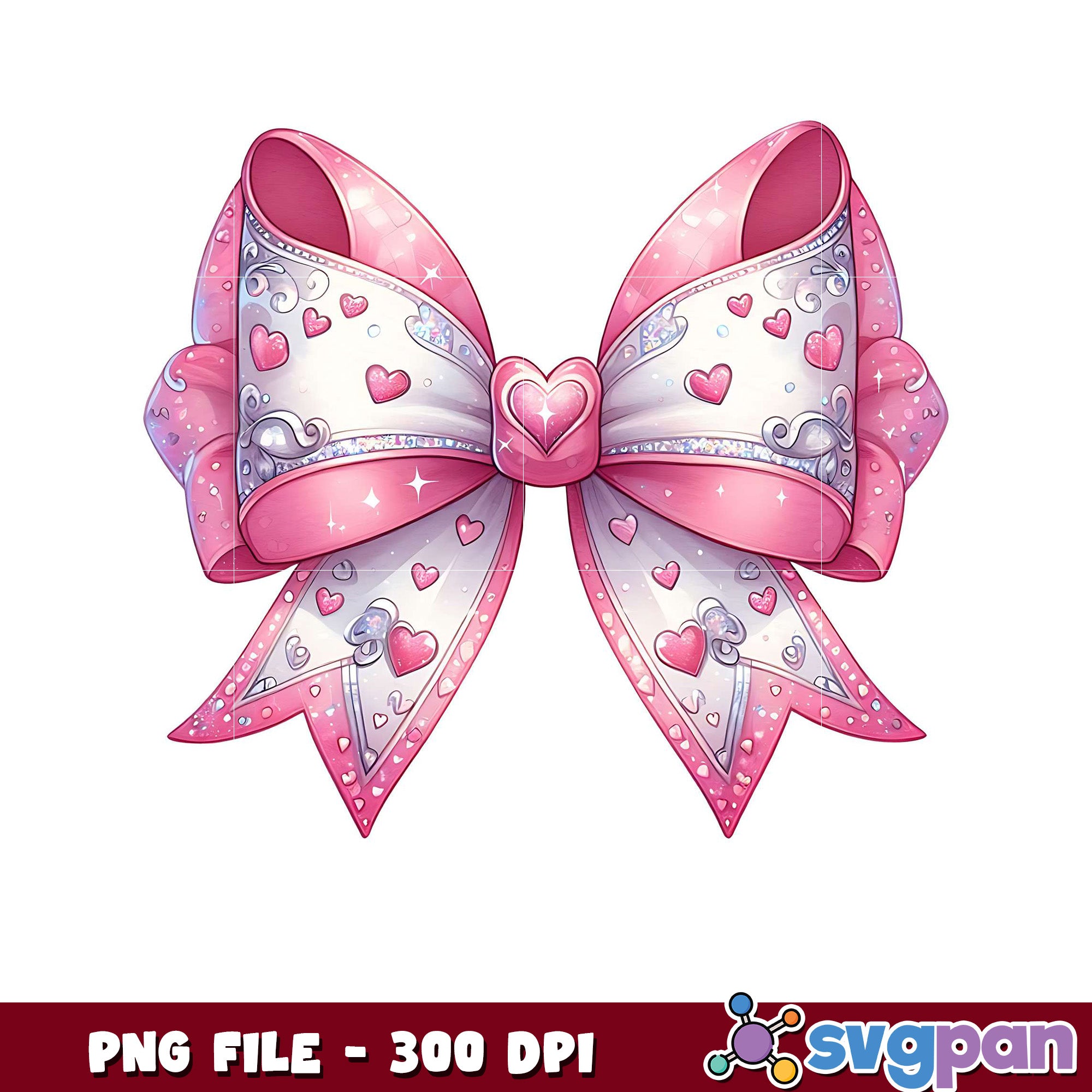 Pink Heart Bow Design PNG File, Perfect for Crafts and Decorations – svgpan