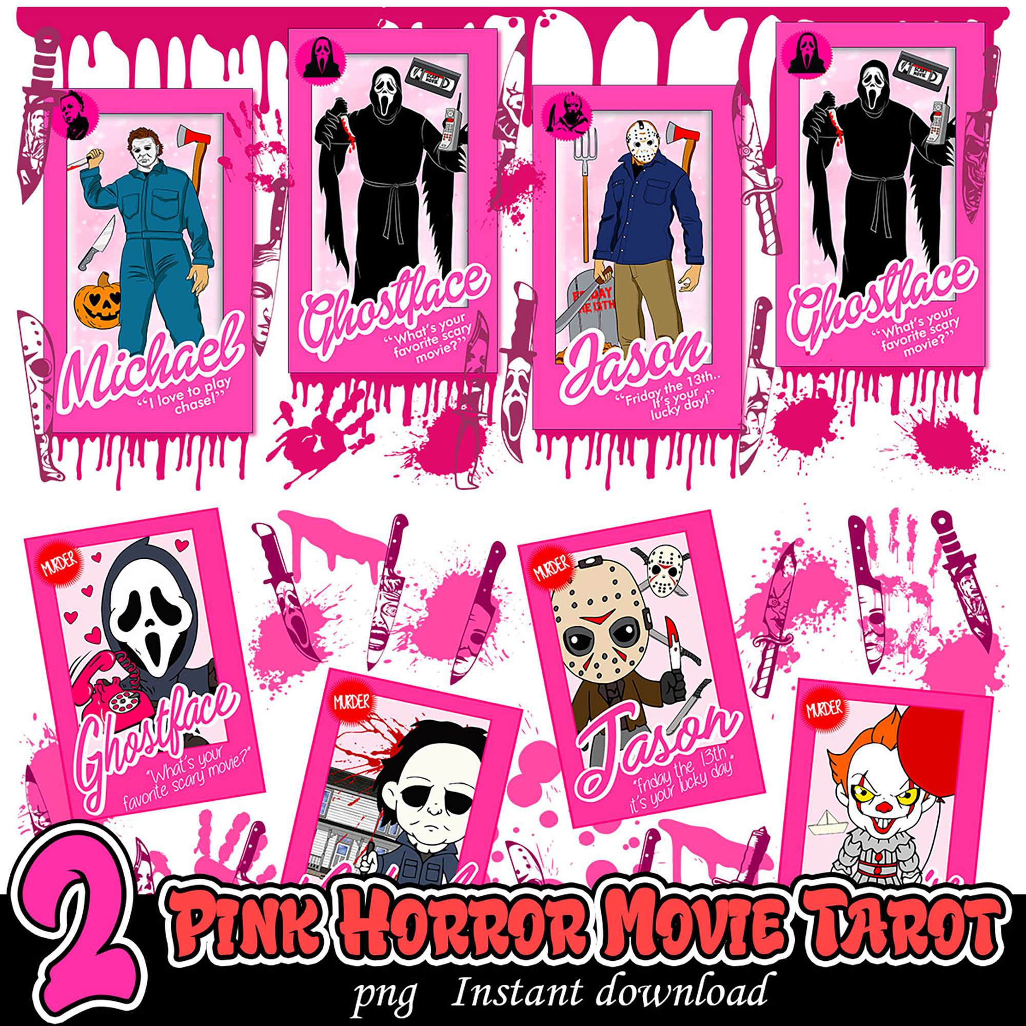 Pink Horror Movie Tarot Cards PNG – svgpan