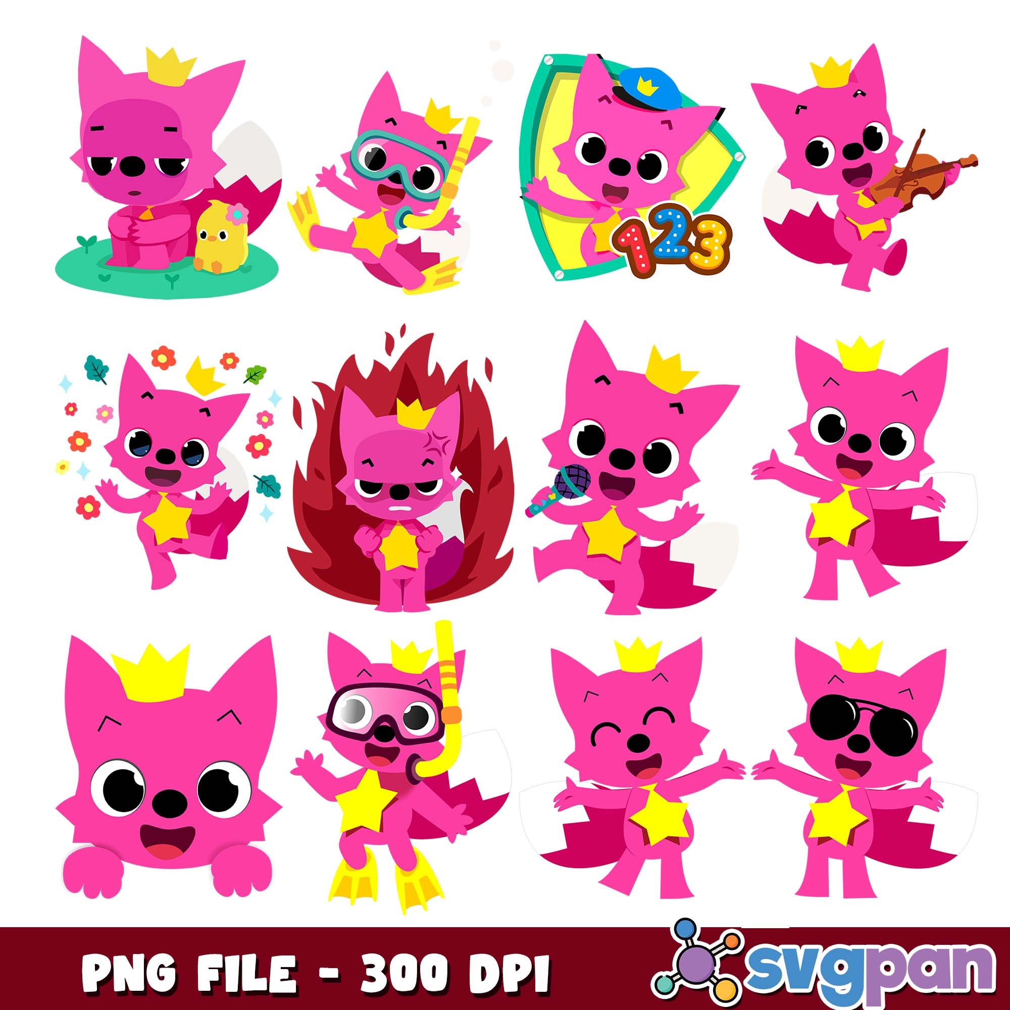 Pinkfong baby shark design png bundle, pinkfong baby shark png, pinkfo ...