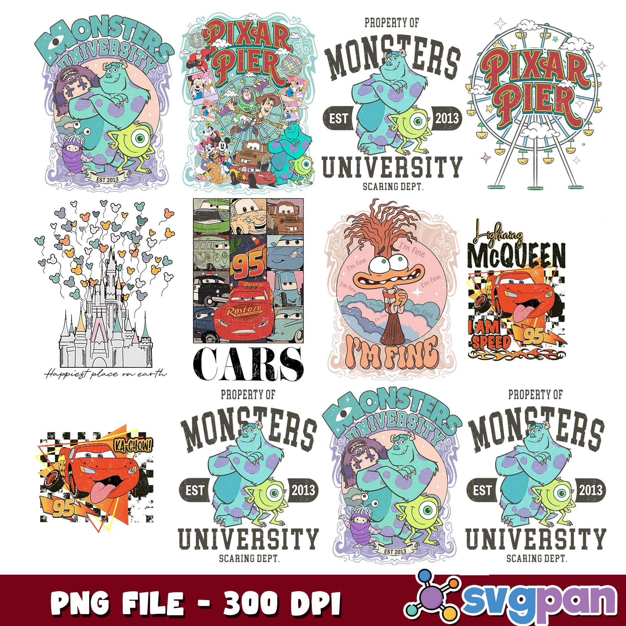 Pixar pier design png bundle, pixar movies png, pixar characters png ...