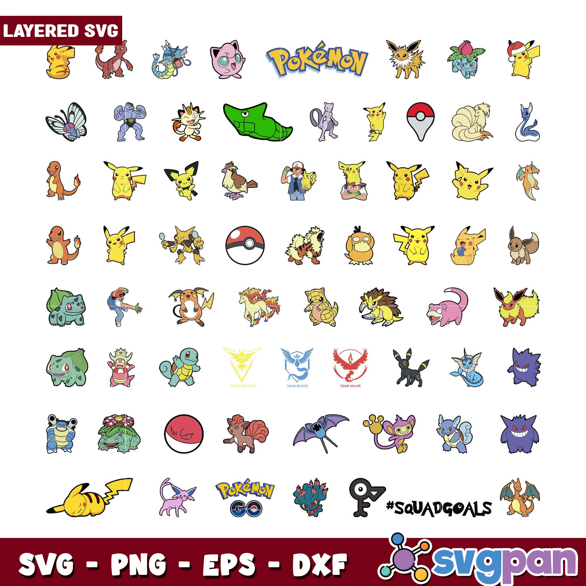 Pokemon SVG Bundle 50+ Layered Designs – svgpan
