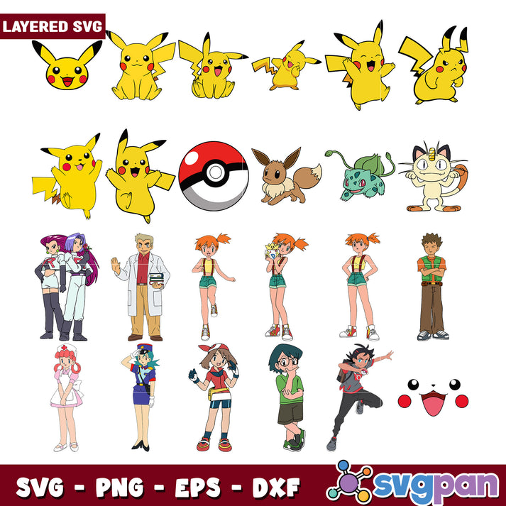 Pokemon SVG Bundle Layered Characters & Items – svgpan