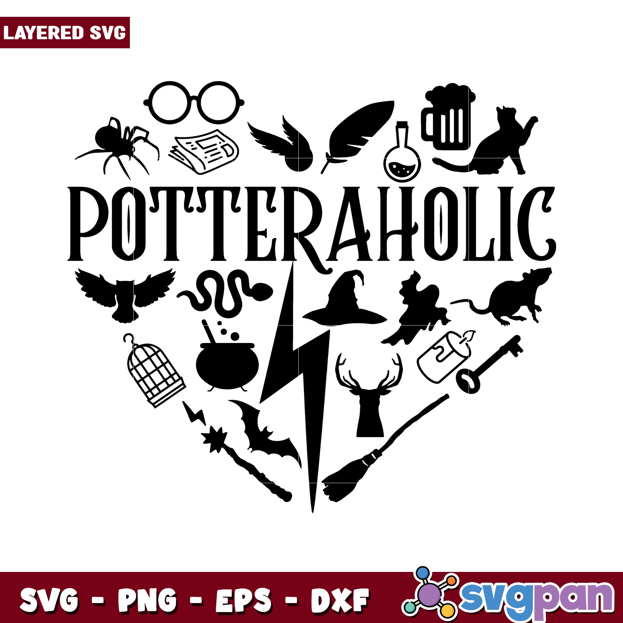 Potteraholic SVG design for fans, perfect for creative projects – svgpan