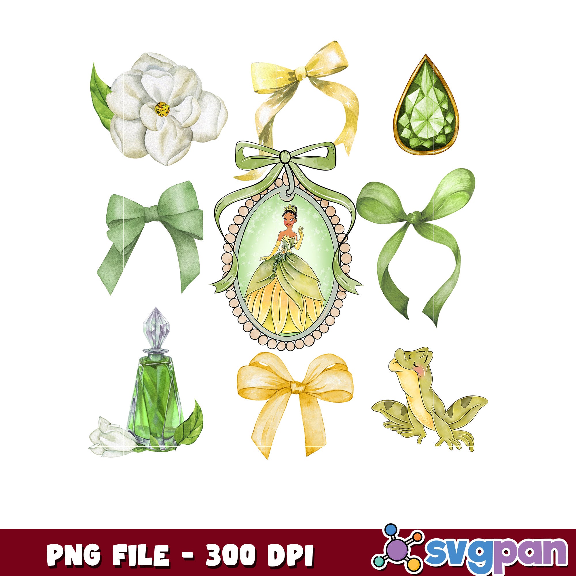 Princess Tiana Watercolor PNG Clipart – svgpan