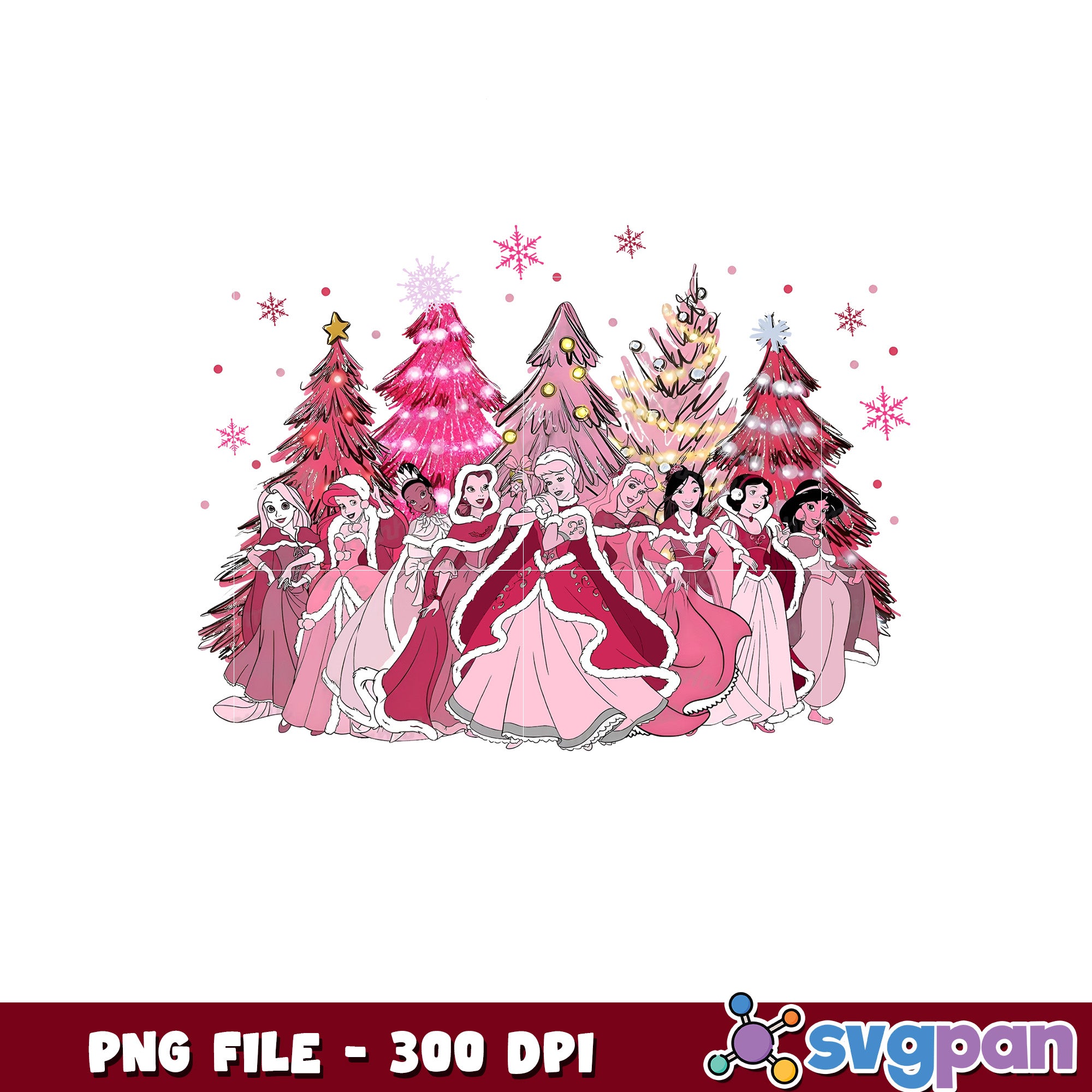 Princess christmas pink color png, chistmas design png, disney cartoon ...