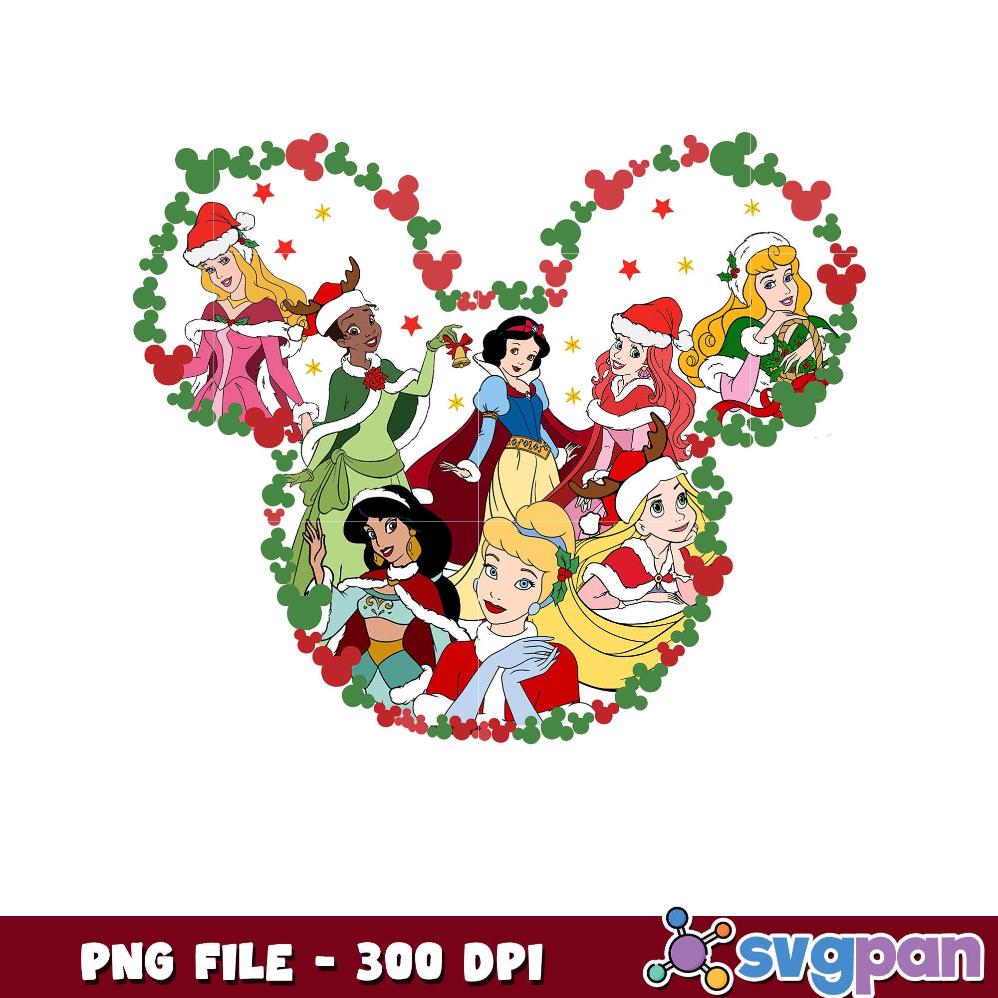 Princess mickey png, chistmas design png, disney cartoon png – svgpan