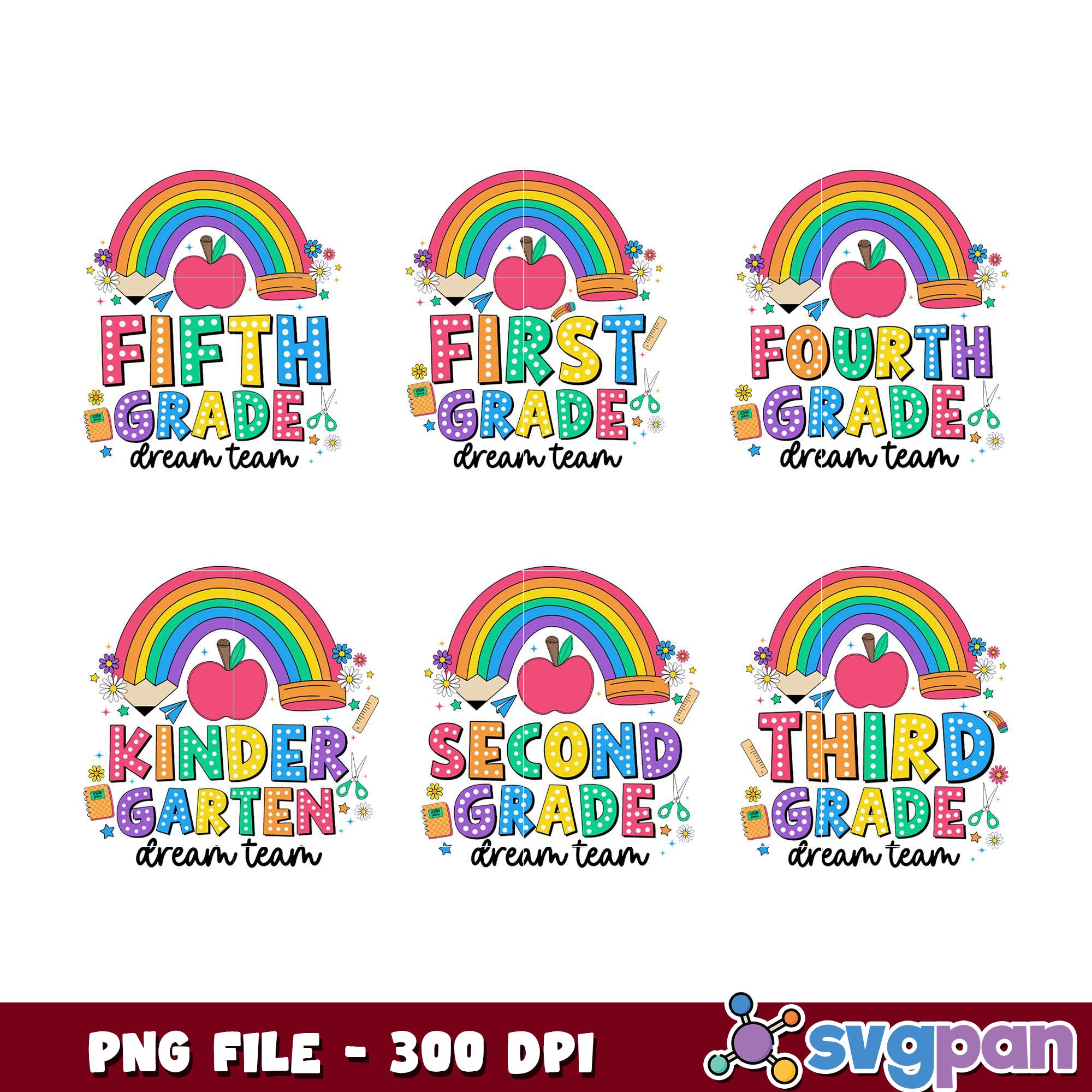 Rainbow Grade School Bundle PNG – svgpan