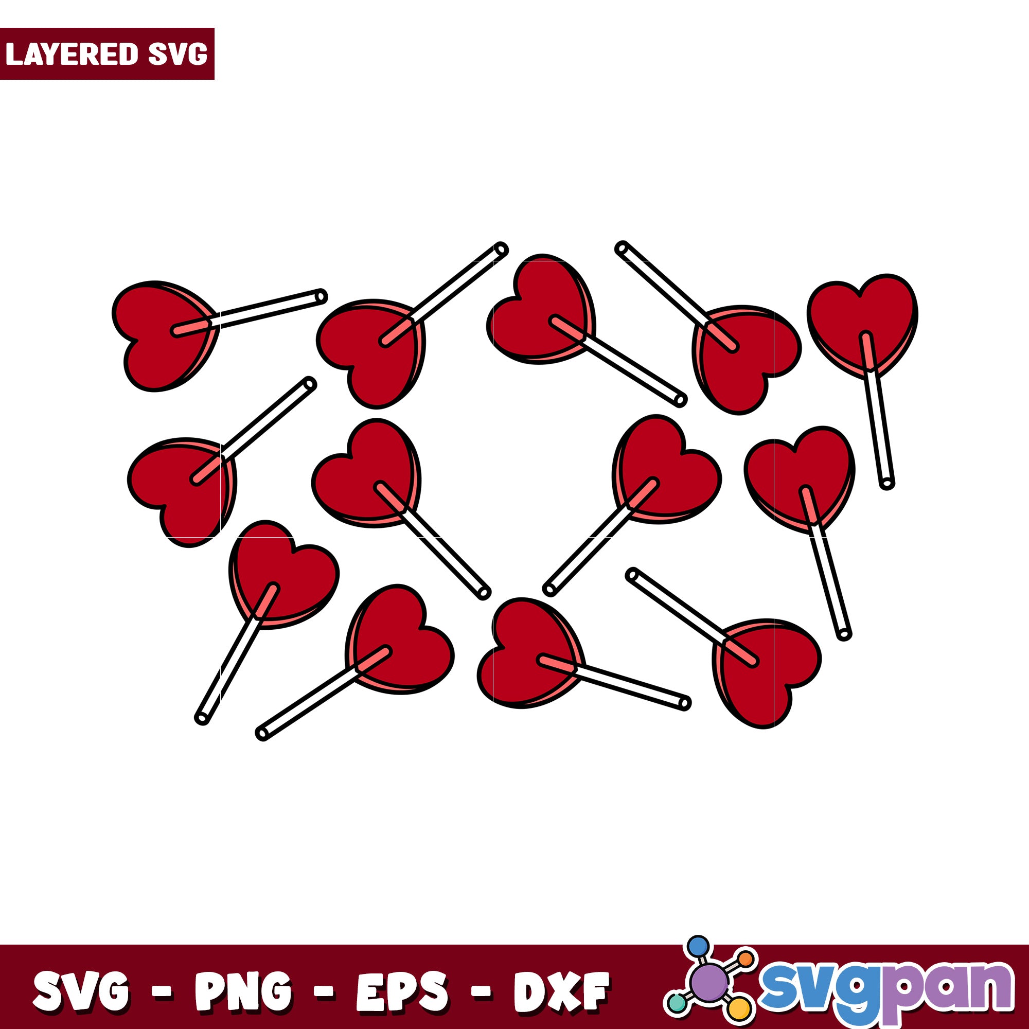 Red Heart Lollipop Pattern SVG, Perfect for Craft Projects and Decor ...