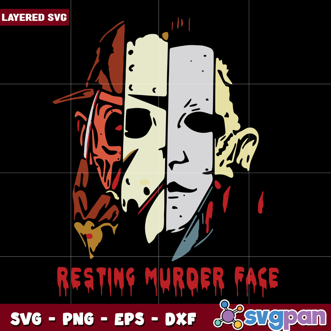 Resting murder face svg, halloween svg, horror movies characters svg ...