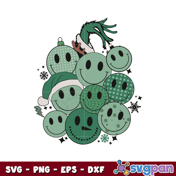Retro happy christmas smiley face grinch hand svg, happy grinch svg ...
