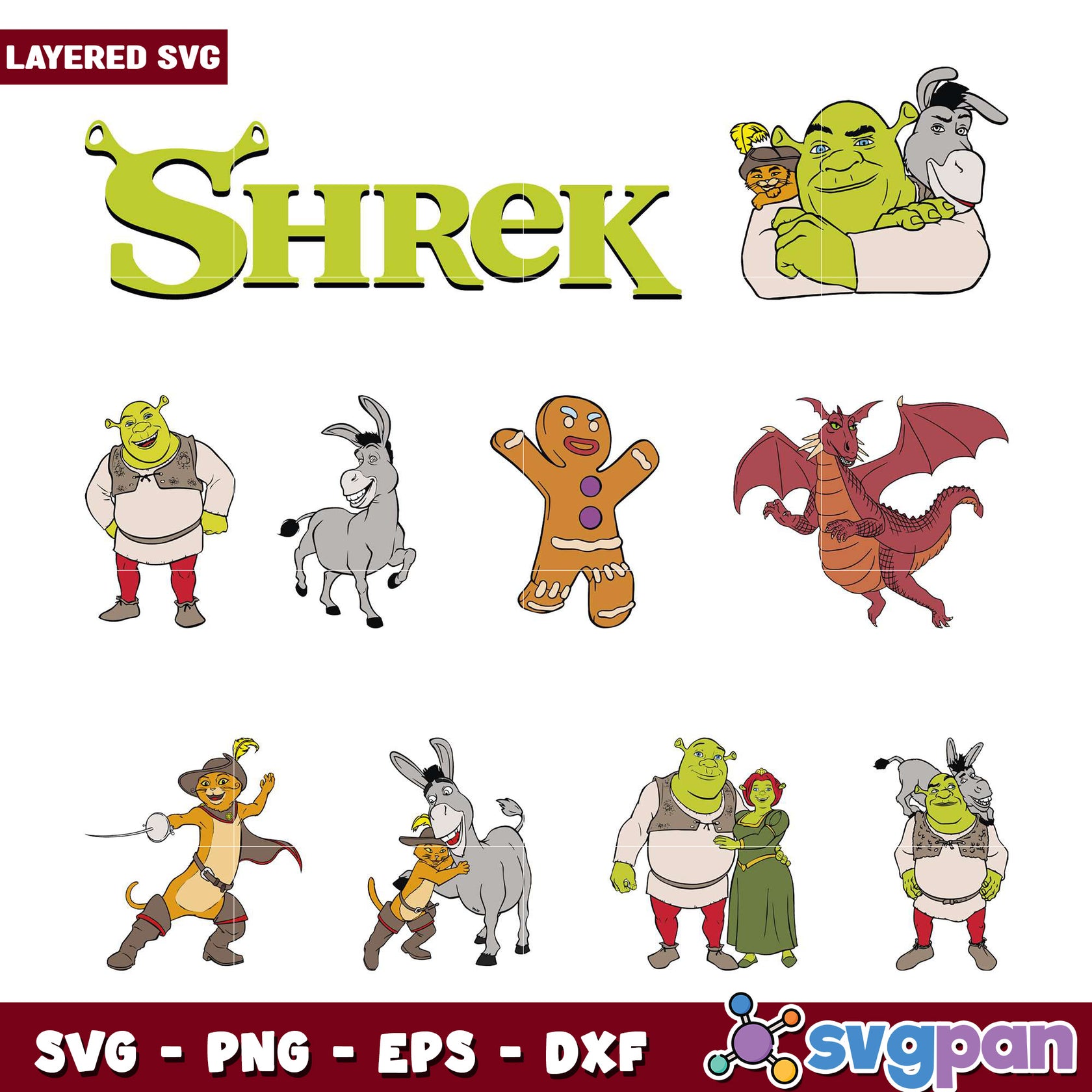 Shrek Character Bundle SVG for Creative Projects – svgpan
