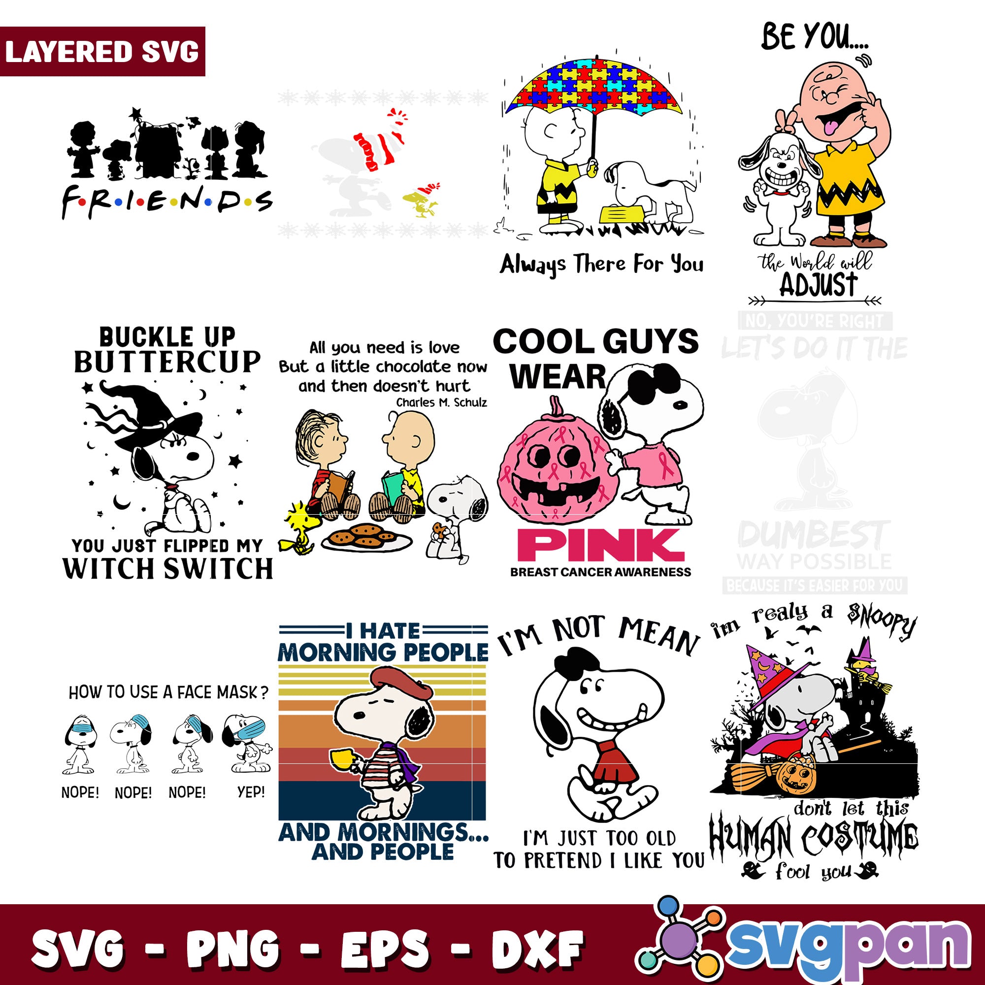 Snoopy SVG Bundle Layered Designs – svgpan