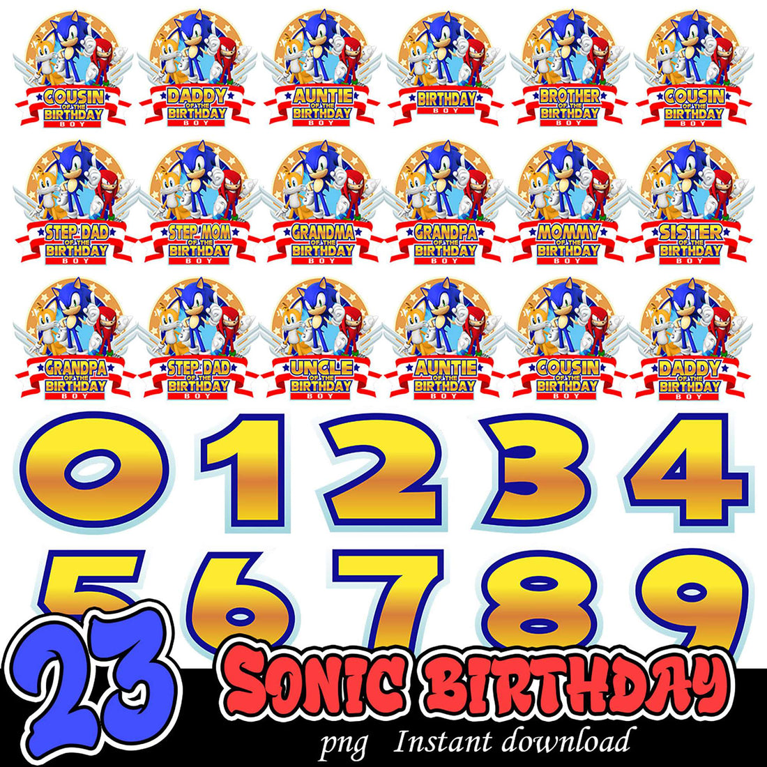 Sonic Birthday PNG Bundle Instant Download – svgpan