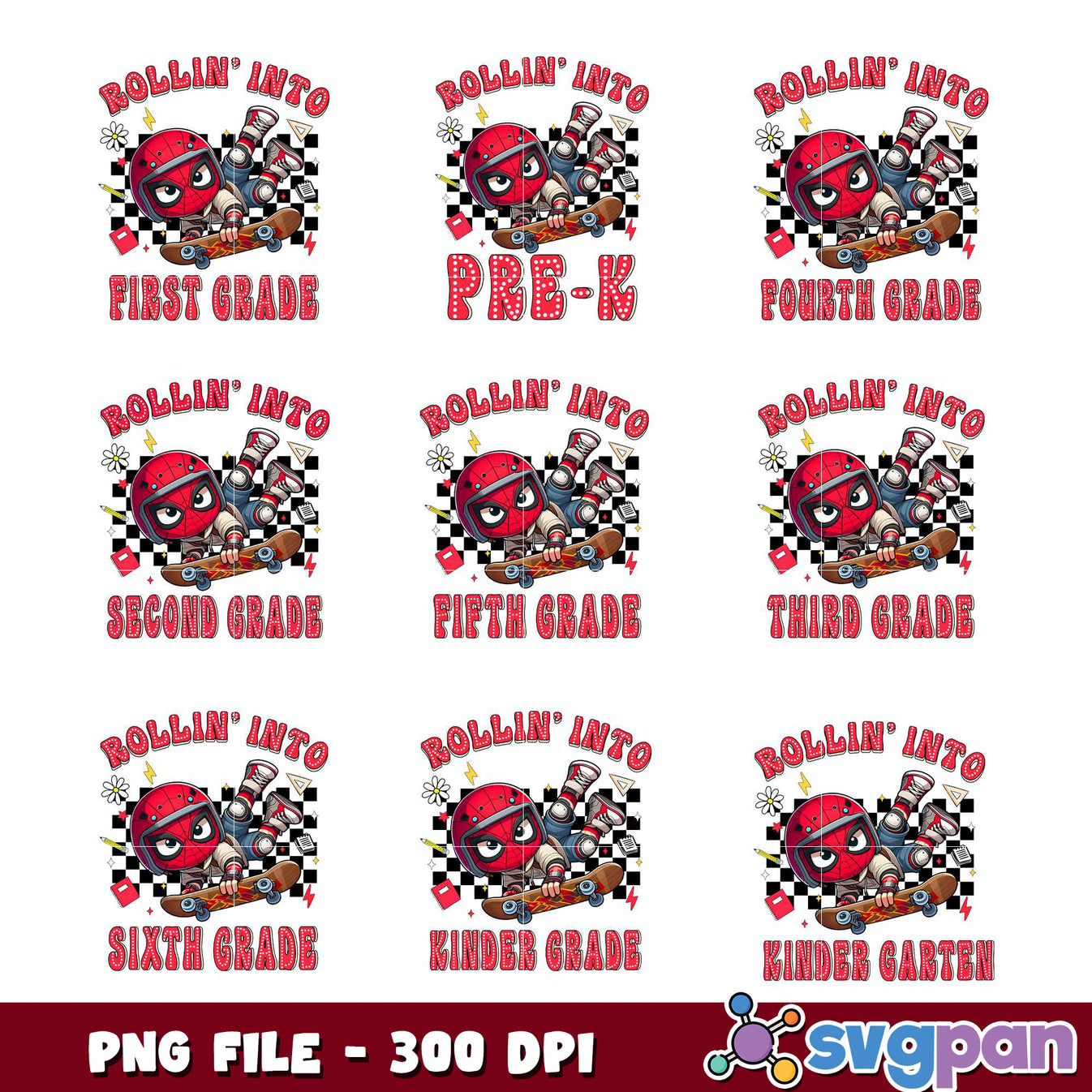 Spiderman Back to School Grades PNG Bundle – svgpan