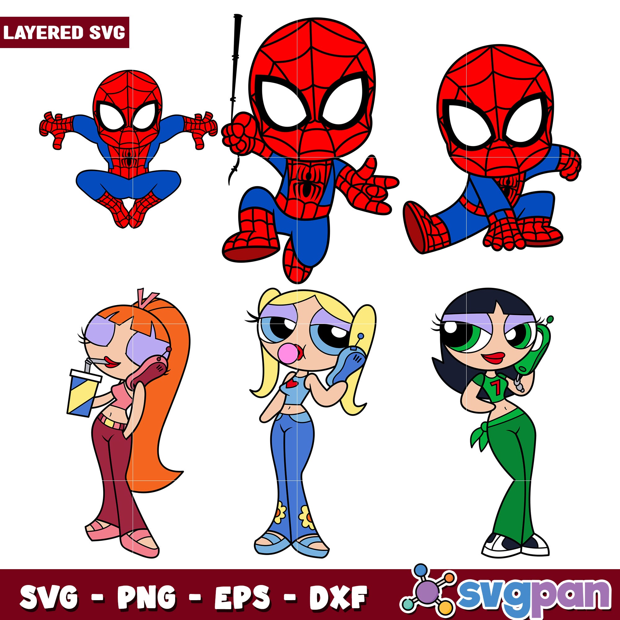Spiderman Powerpuff Girls SVG Bundle – svgpan