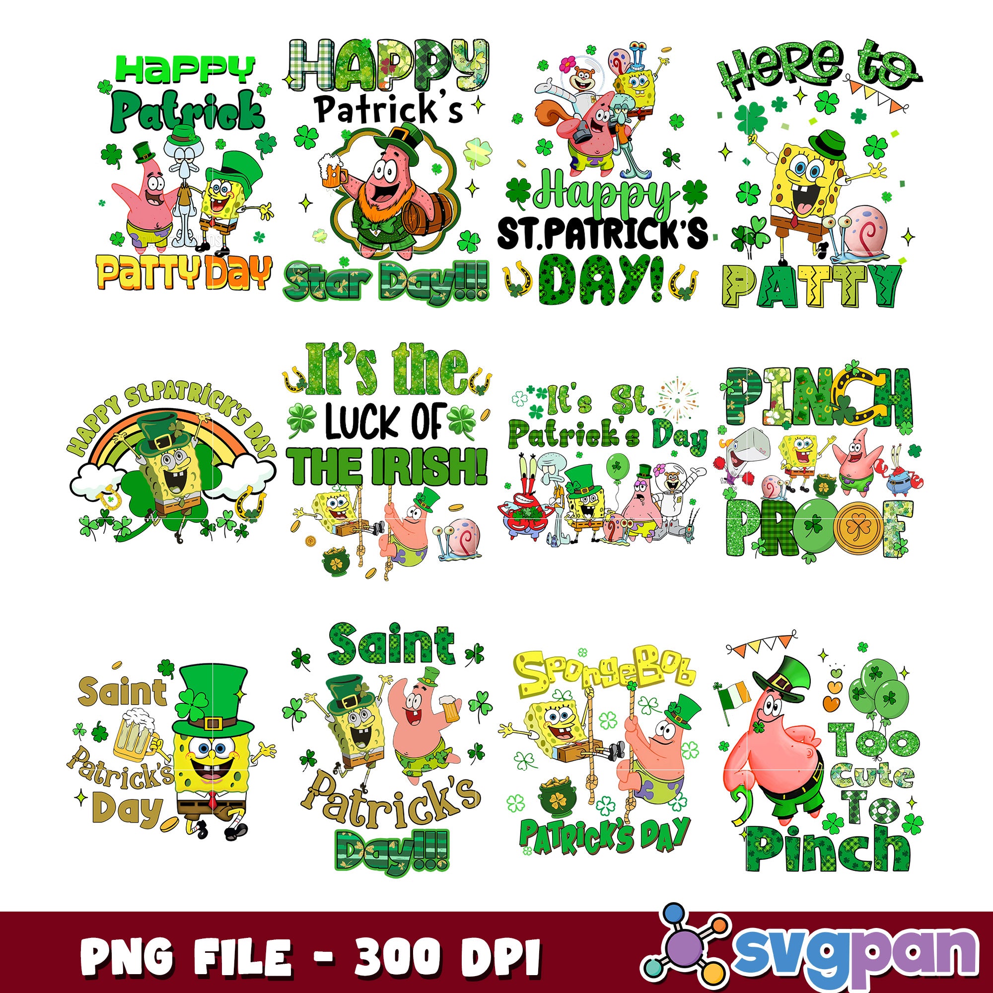 SpongeBob St Patricks Day Bundle PNG – svgpan