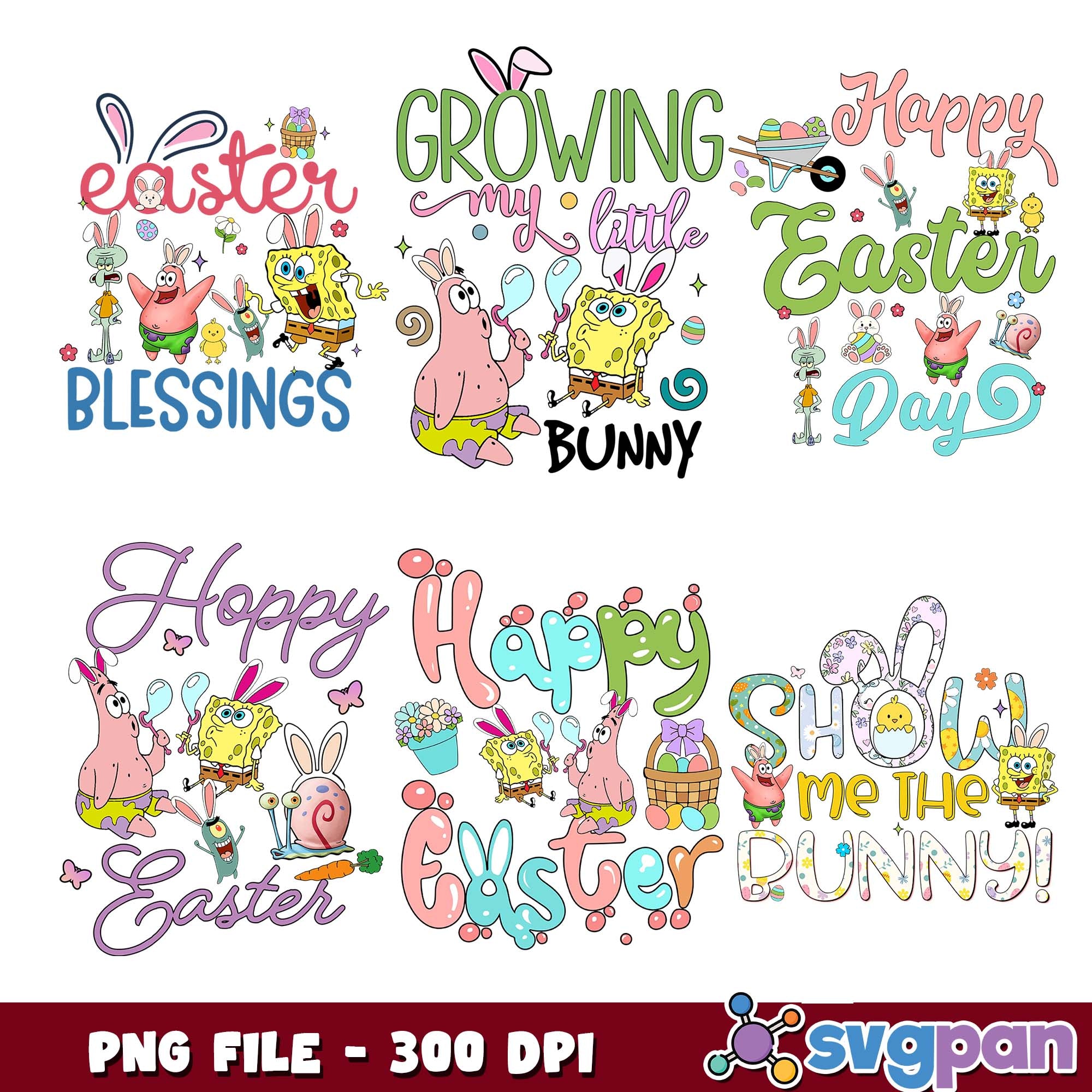 Sponge bob easter blessings png bundle, easter 2025 png, sponge bob pn ...