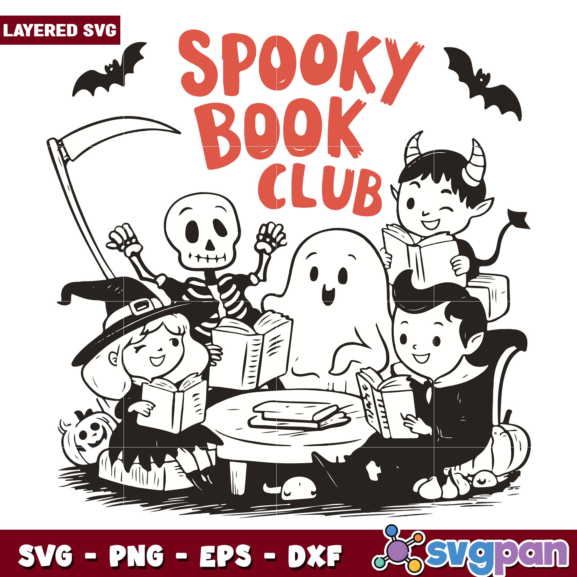 Spooky book club svg, spooky season svg, halloween vacation svg – svgpan
