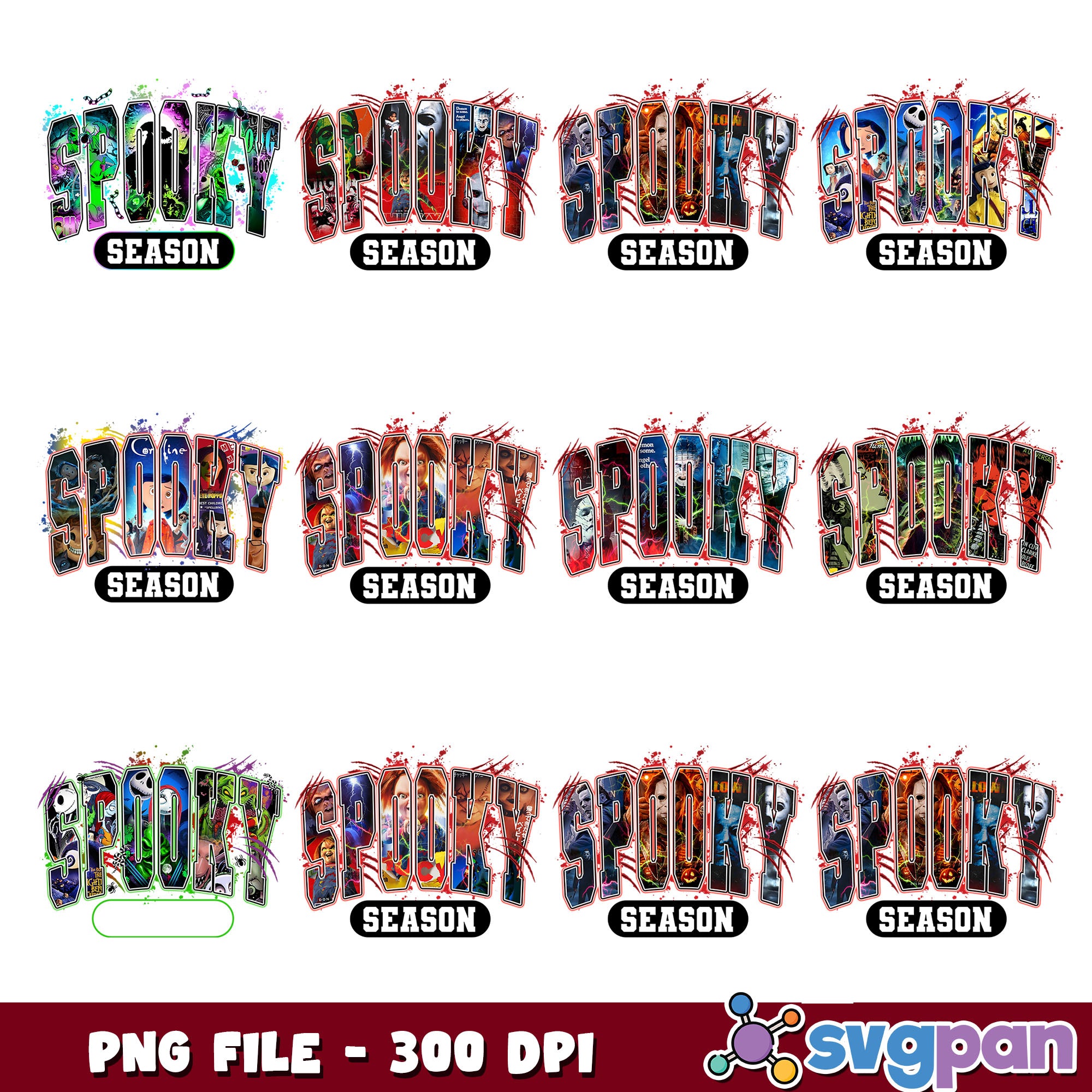 Spooky season coming png bundle, happy halloween png, halloween movies ...