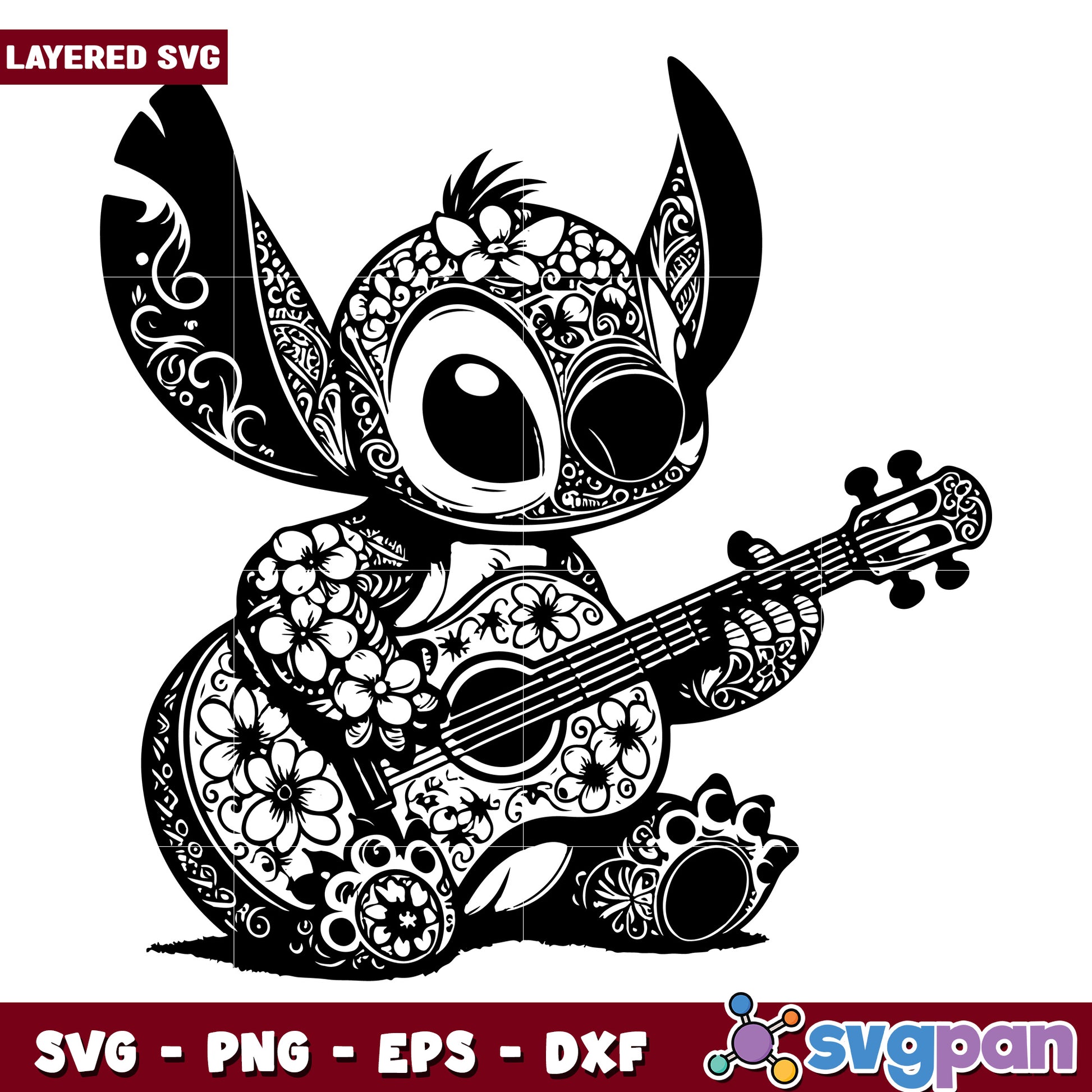 Stitch Guitar Mandala SVG – svgpan