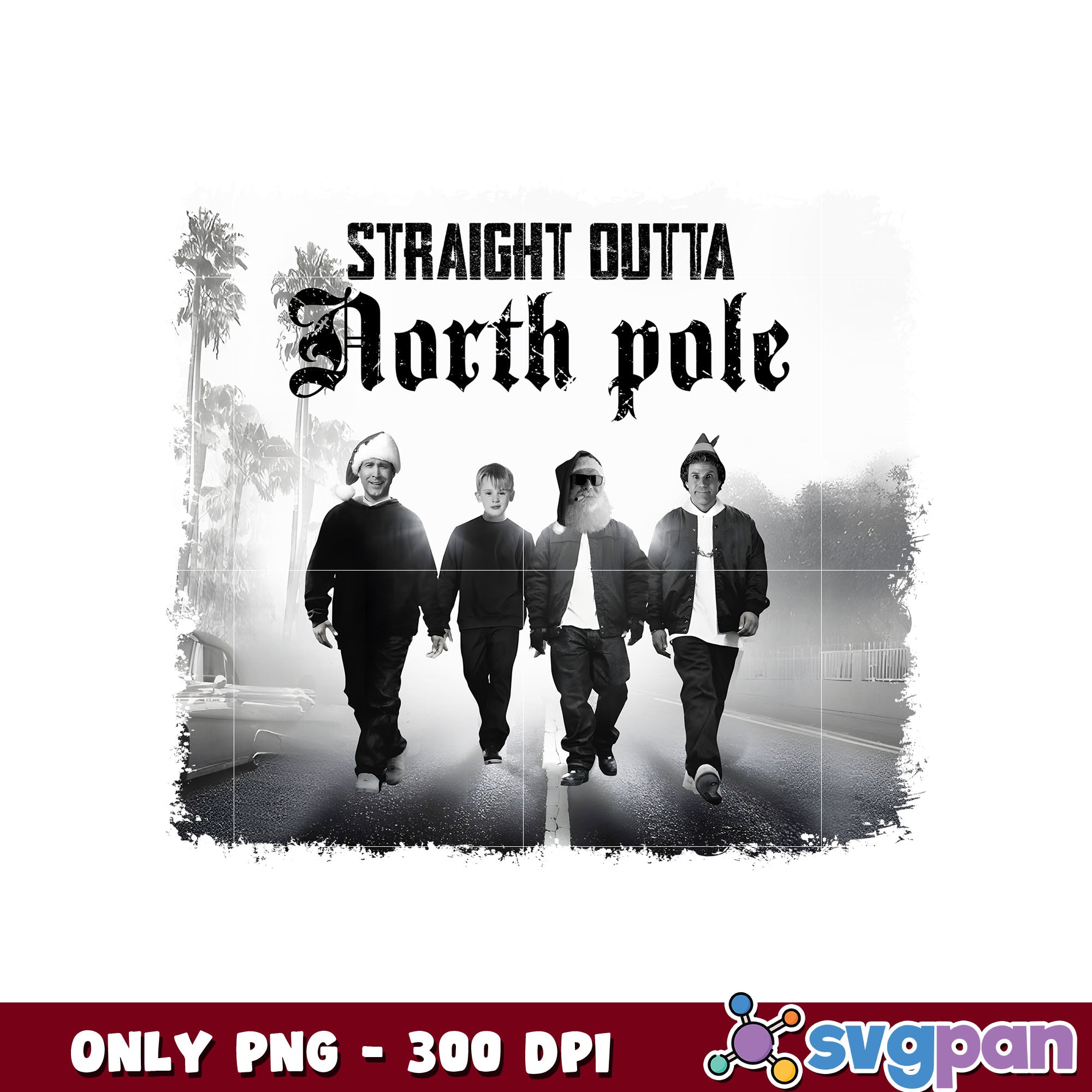 Straight outta north pole christmas design png, sant rapper png – svgpan