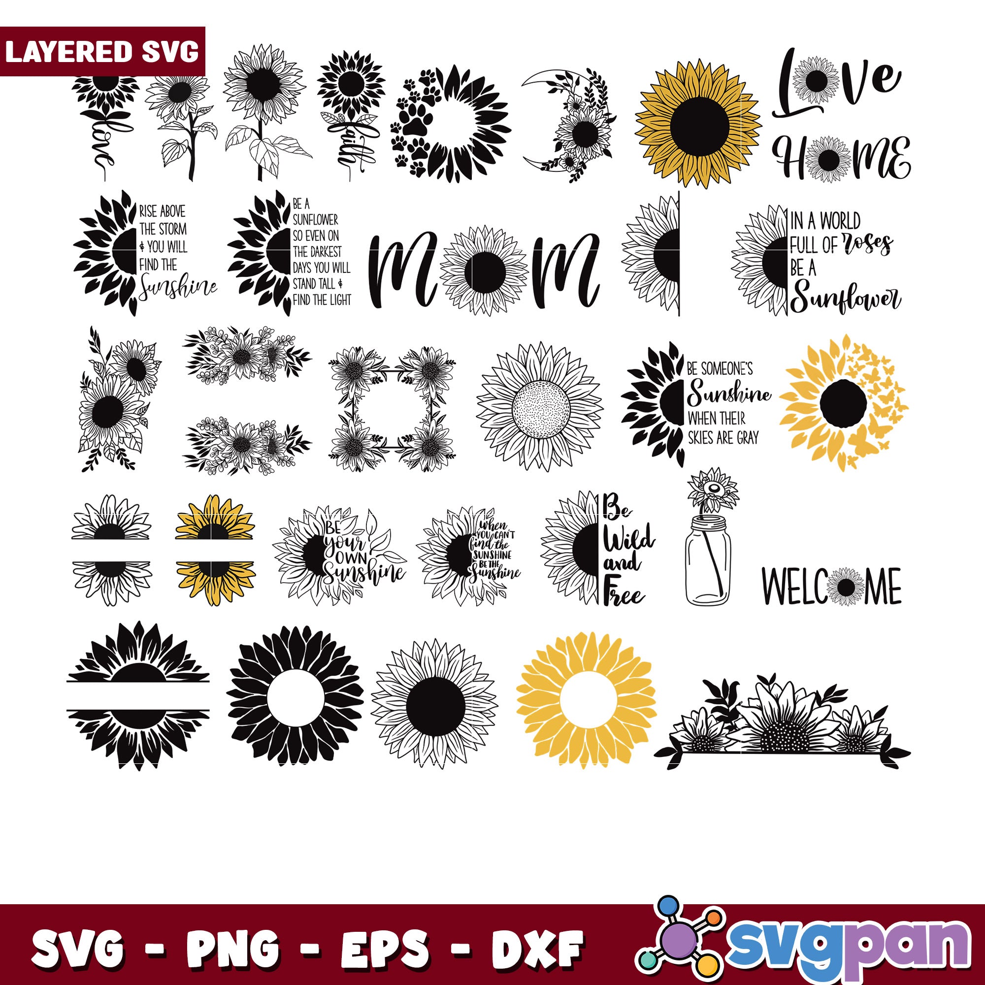 Sunflower SVG Bundle for Creative Projects and Crafts – svgpan