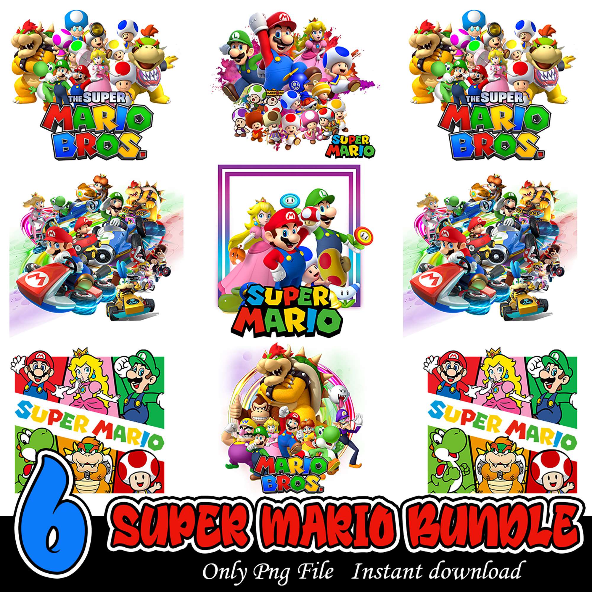 Super Mario Bundle Instant Download PNG Files Collection – svgpan