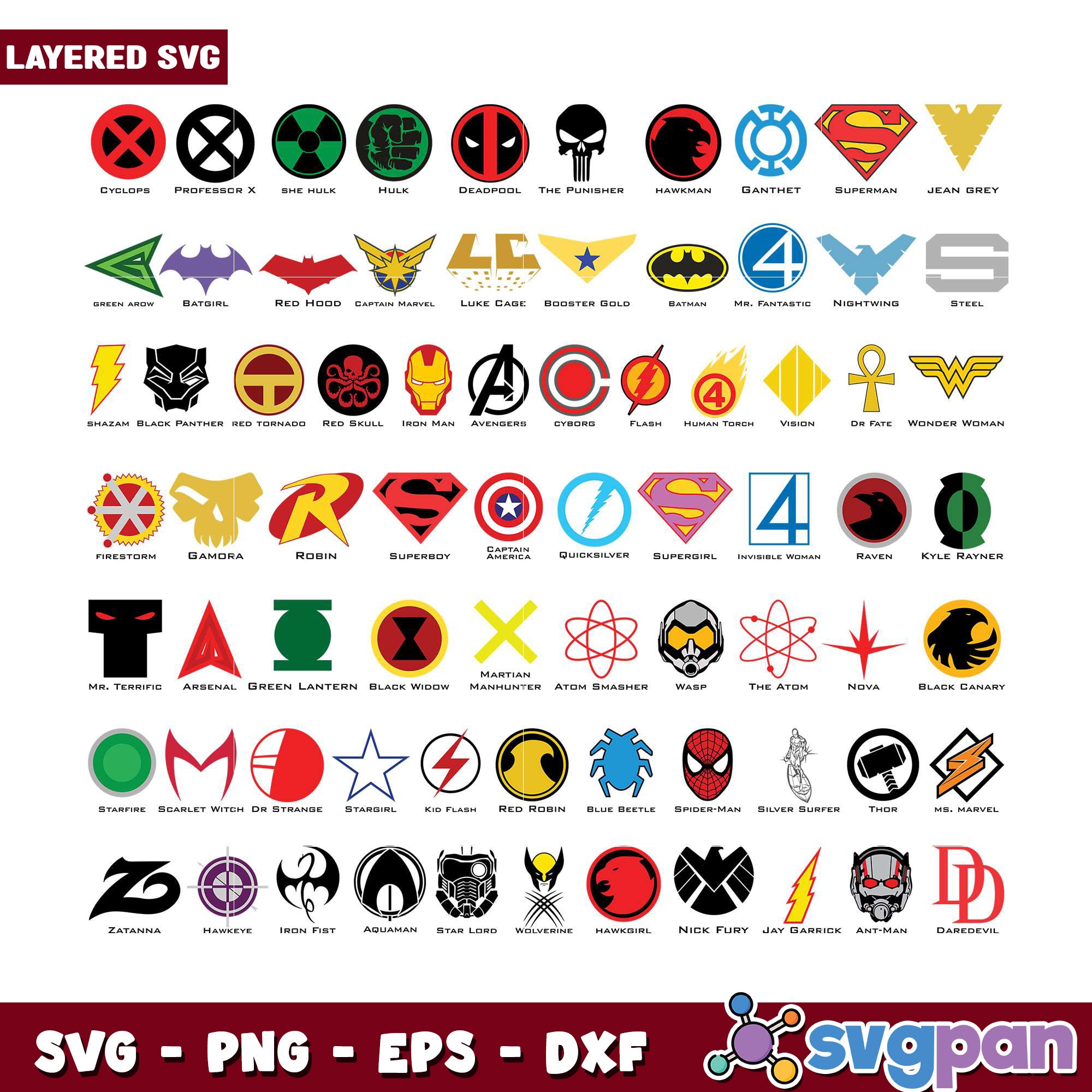 Superhero Logo Bundle SVG for Crafting Projects – svgpan