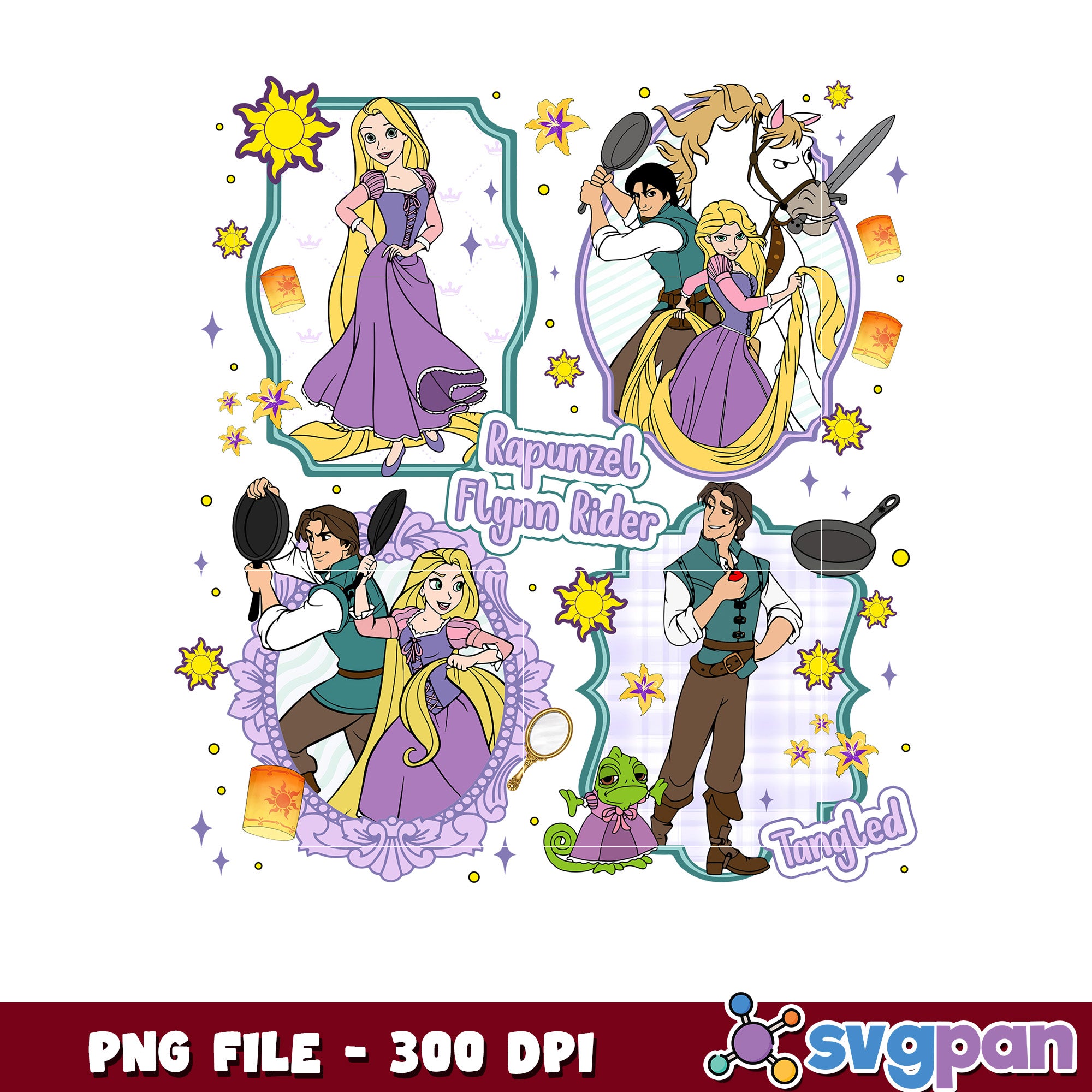 Tangled princess picture frame png, disney characters png, disney prin ...