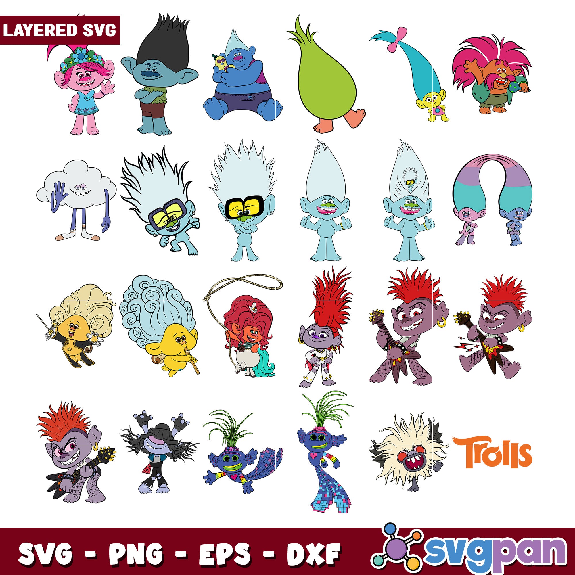 Trolls SVG Bundle Layered Character Designs Pack – svgpan