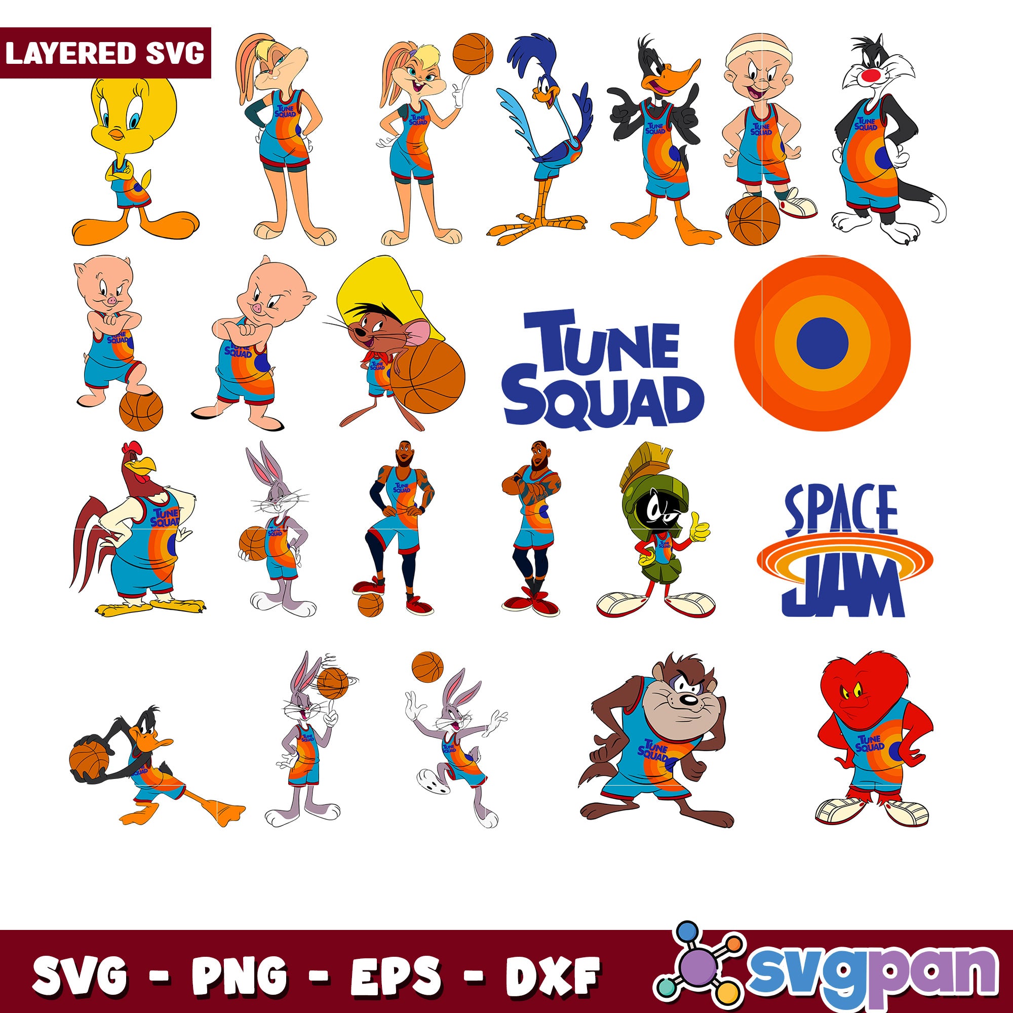 Tune Squad Basketball SVG Bundle Space Jam Characters – svgpan