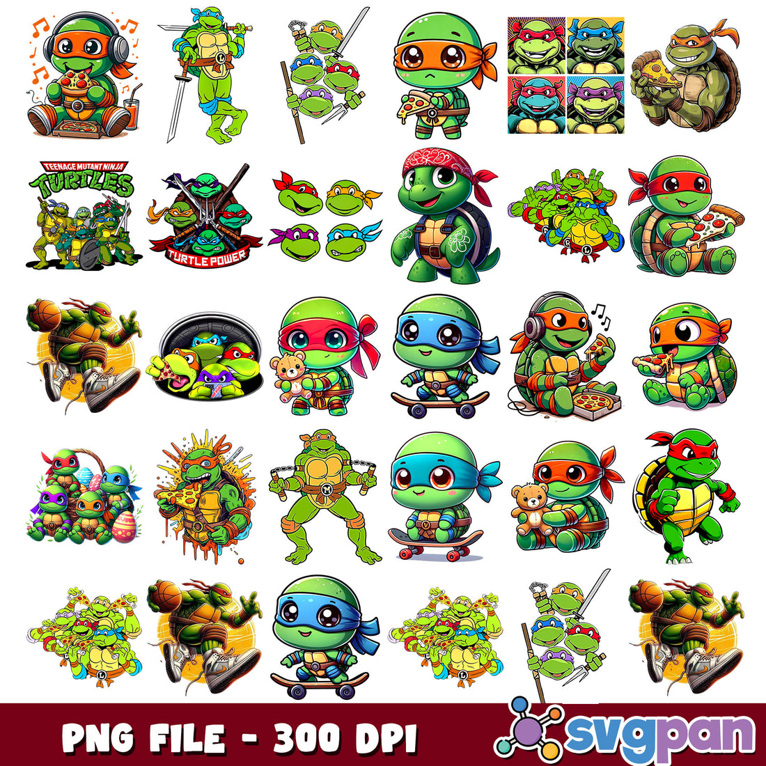 Turtle power design png bundle, ninja turtles png, ninja turtle names ...