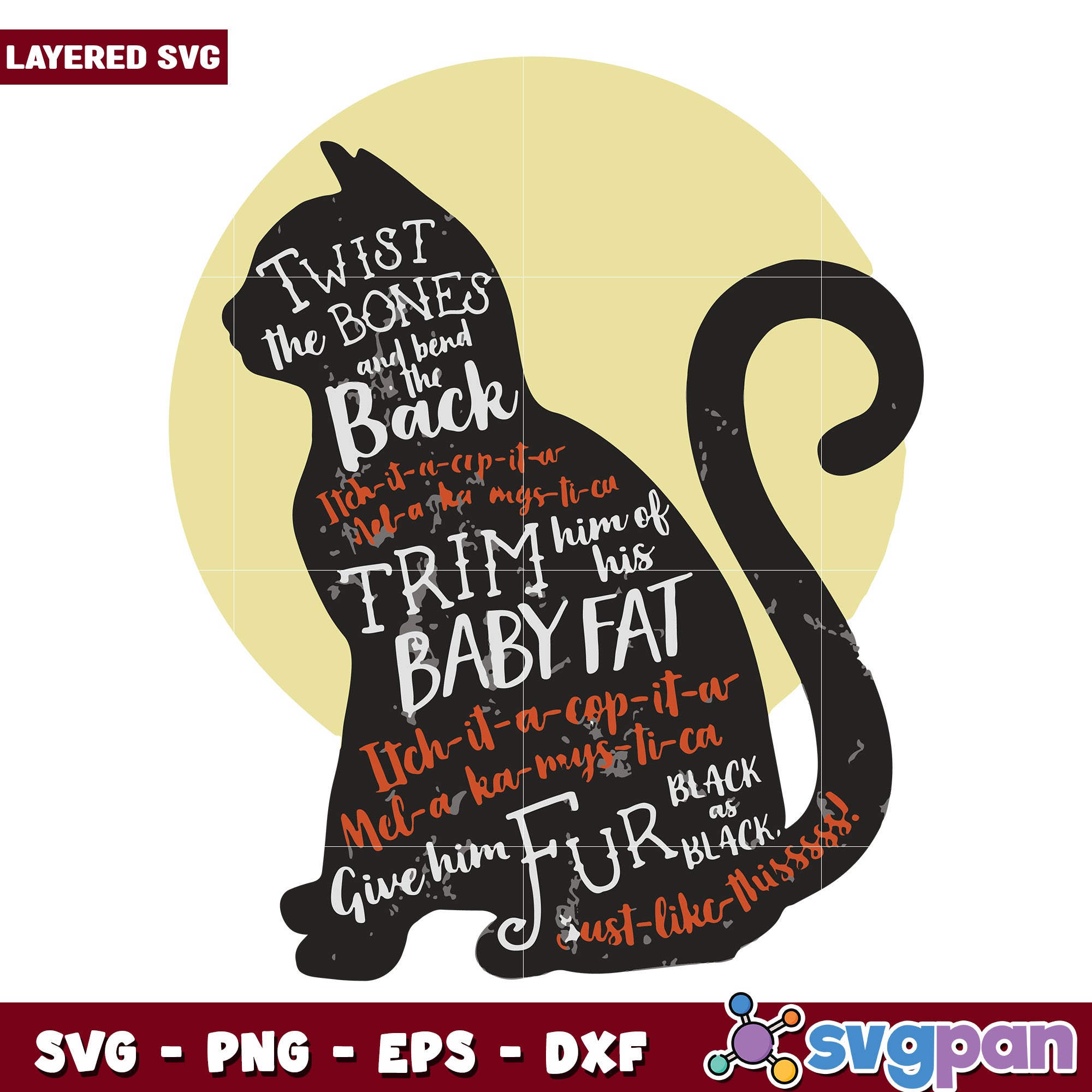 Twist the bones and bend the back cat svg, halloween candy svg, hallow ...
