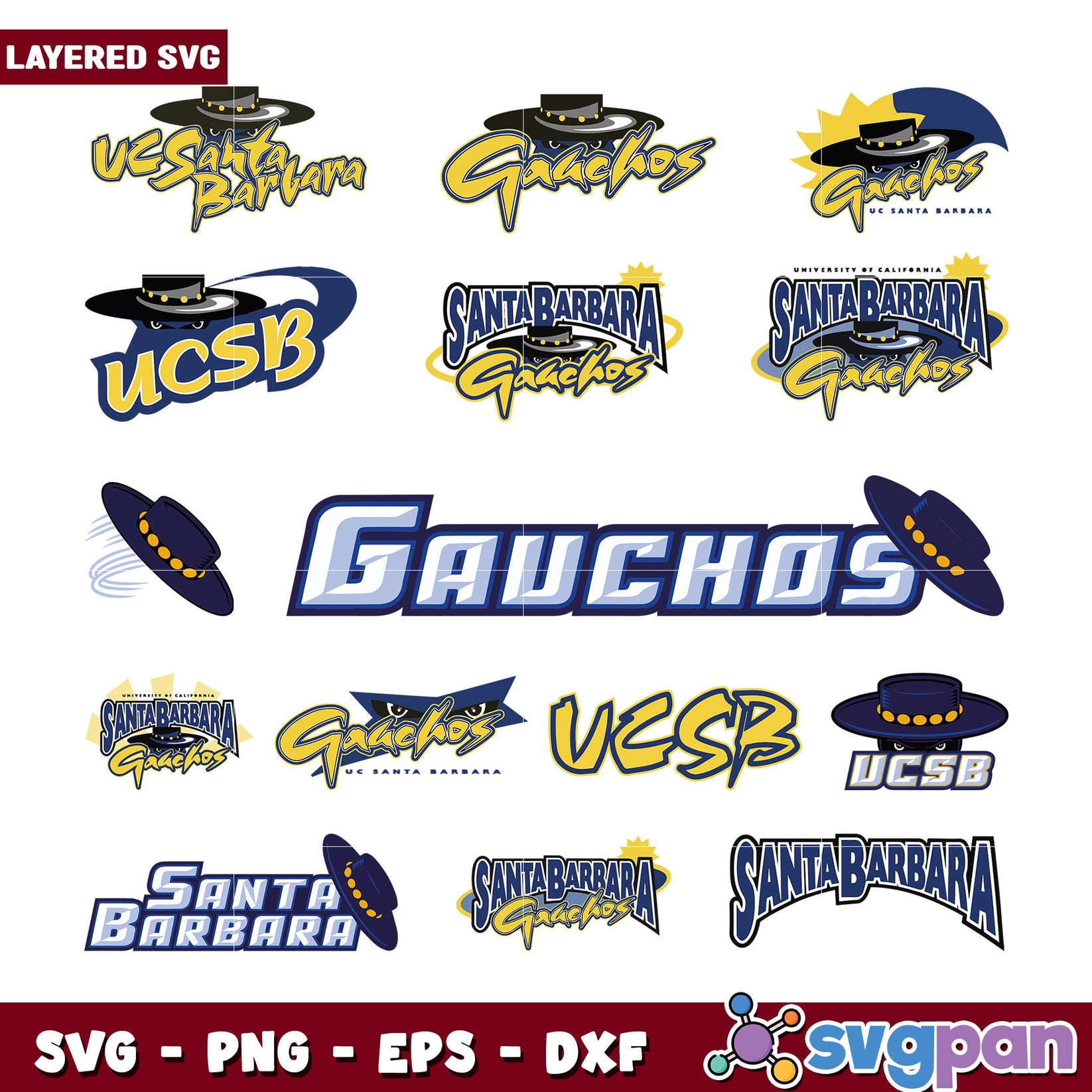 UCSB Gauchos SVG Bundle Layered Logos – svgpan