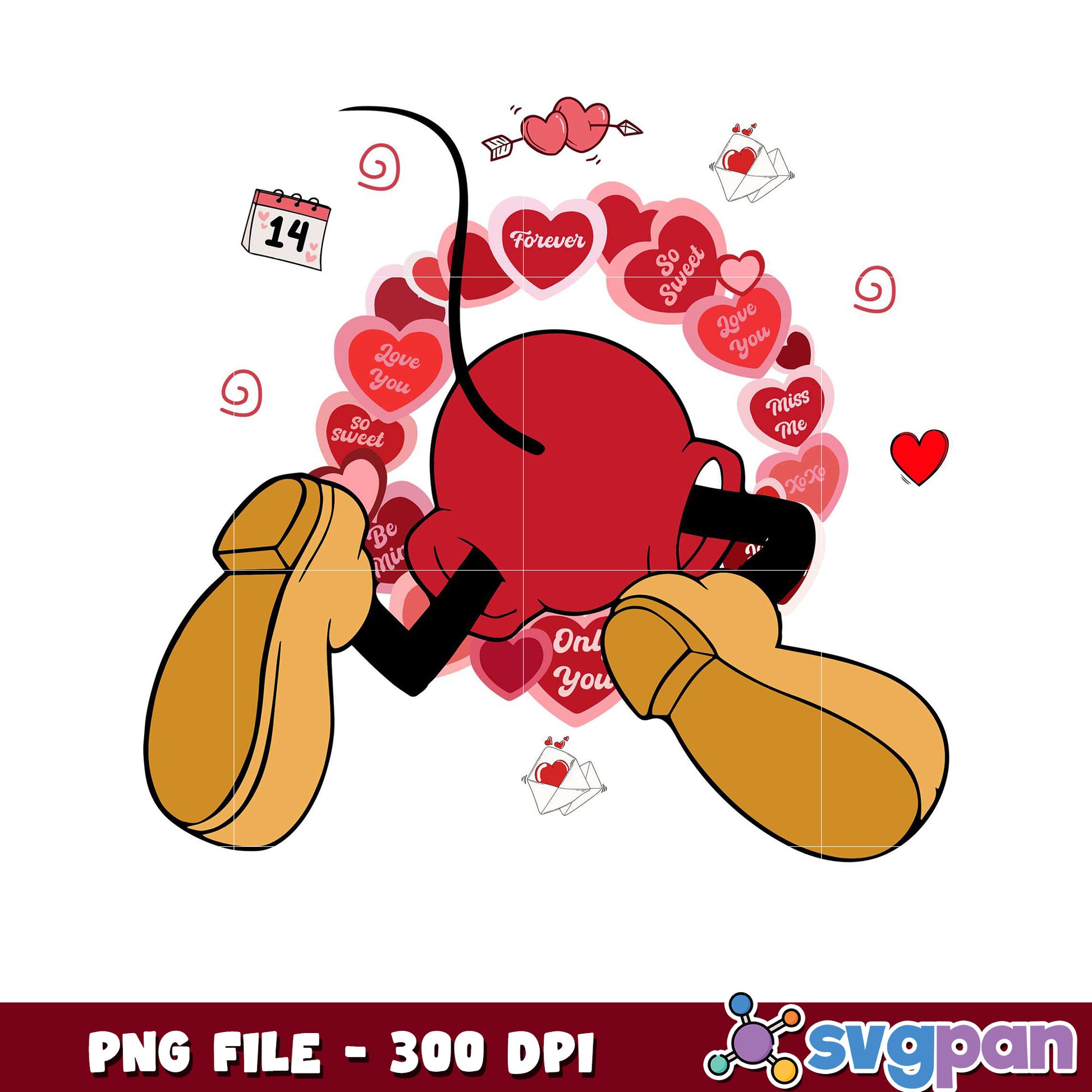 Valentine's Day Red Character PNG File, Cute Hearts Design – svgpan