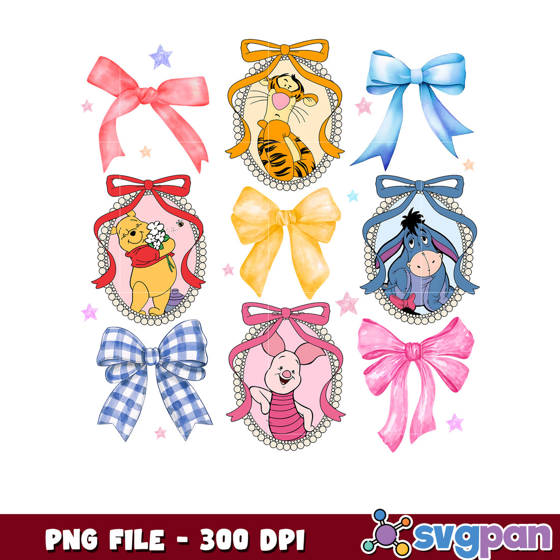 Winnie the Pooh Bow PNG Set – svgpan