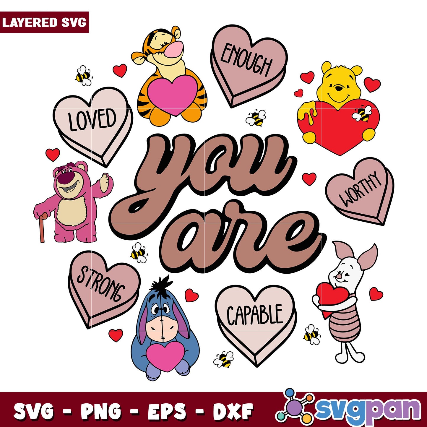 You are Enough worthy loved kind strong capable svg, Winnie the pooh c ...