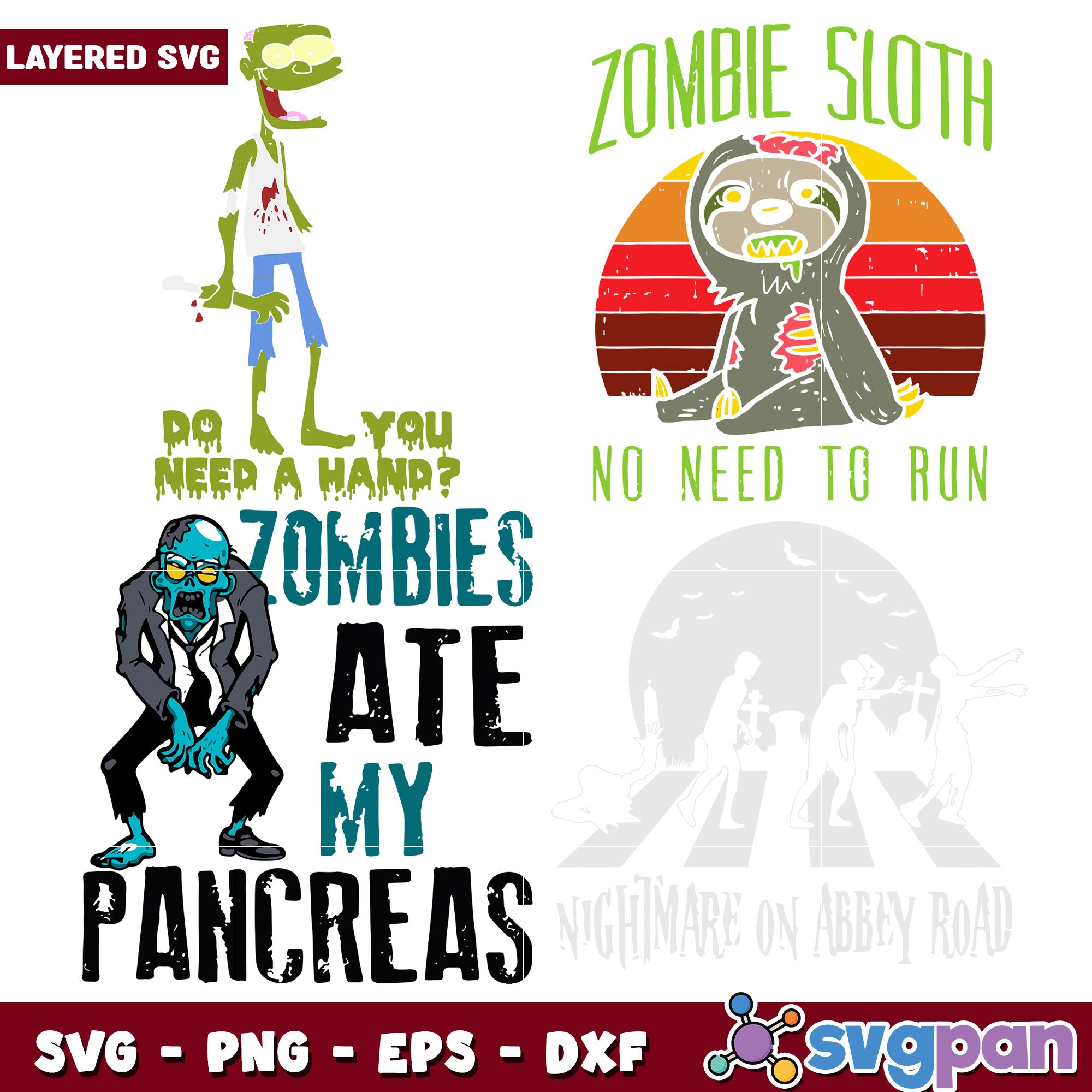 Zombie Sloth SVG Bundle Halloween Designs – svgpan