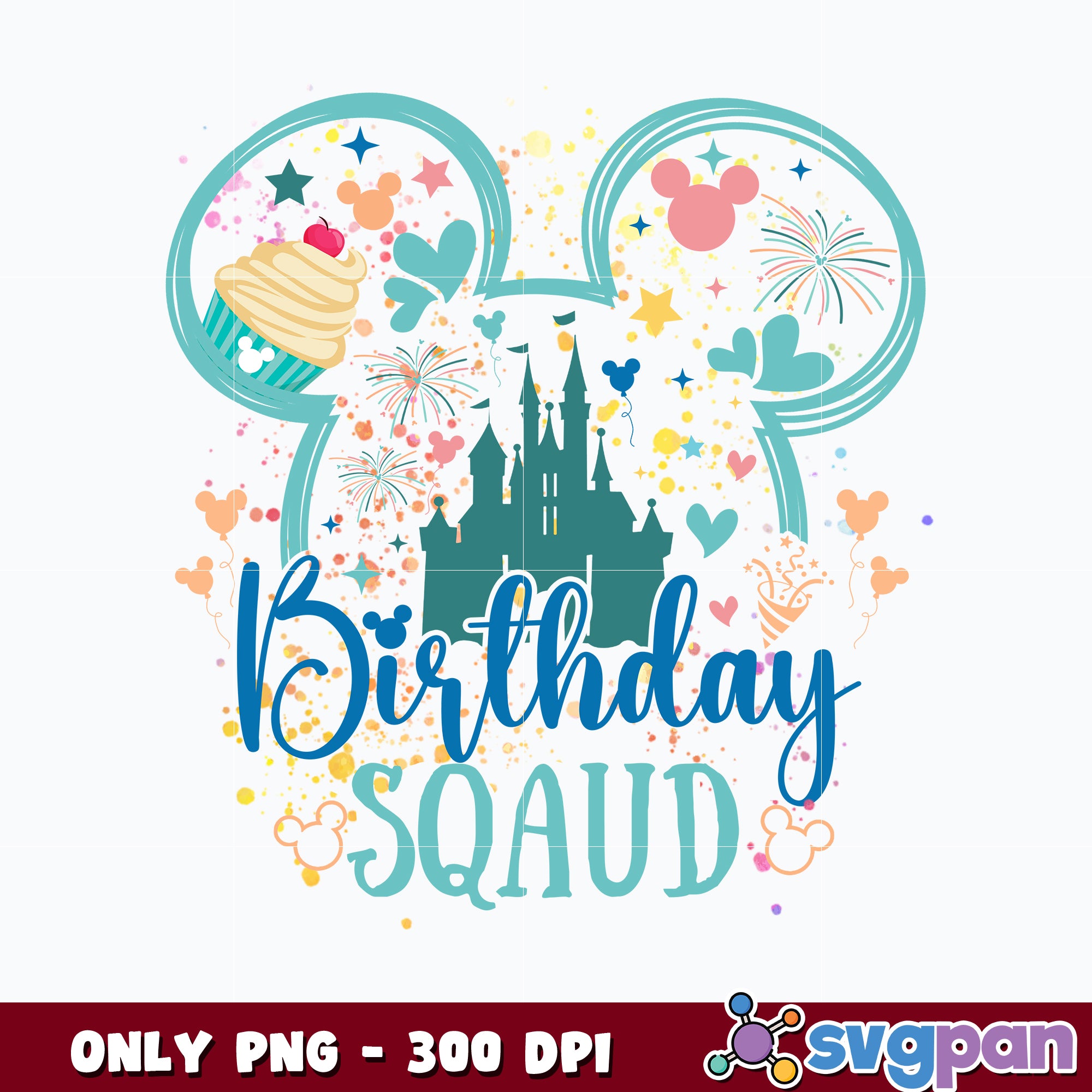 Mickey mouse head birthday squad png – svgpan
