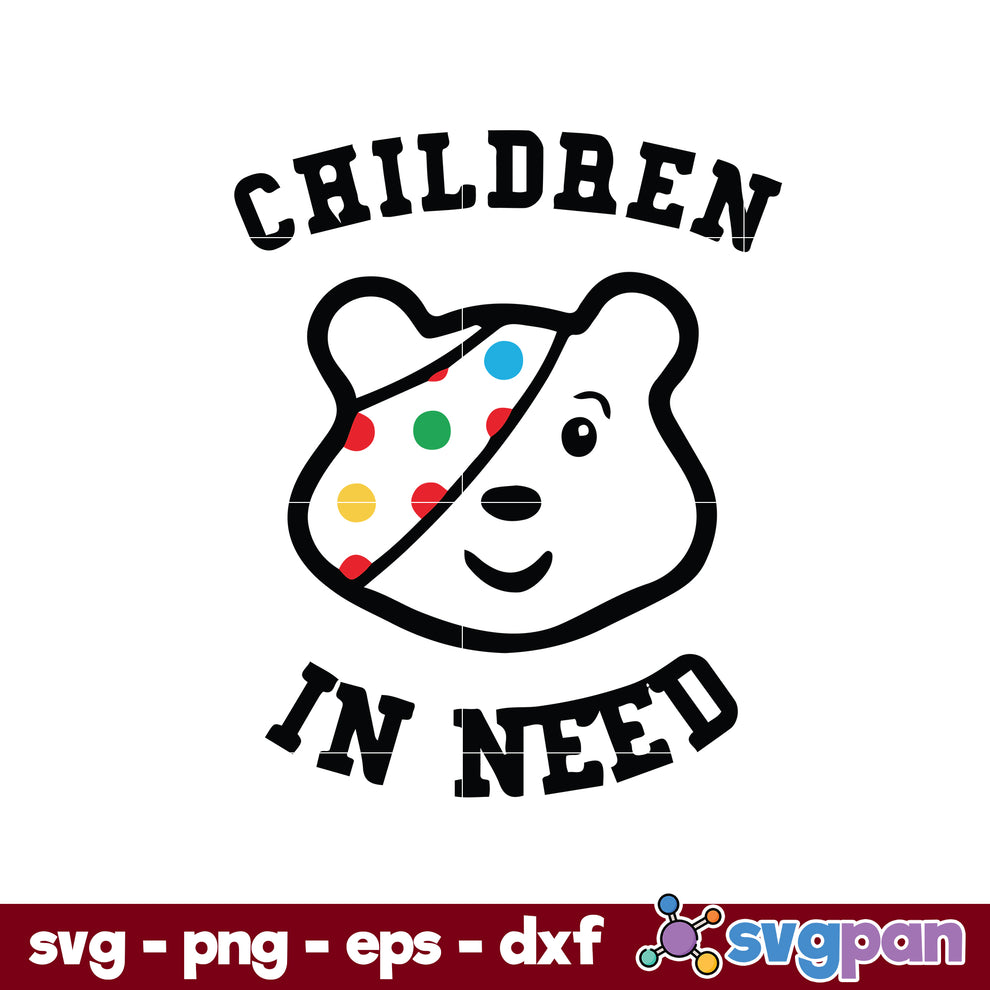 Children A Need SVG, Tesco Pudsey Bear Face Outline SVG – svgpan