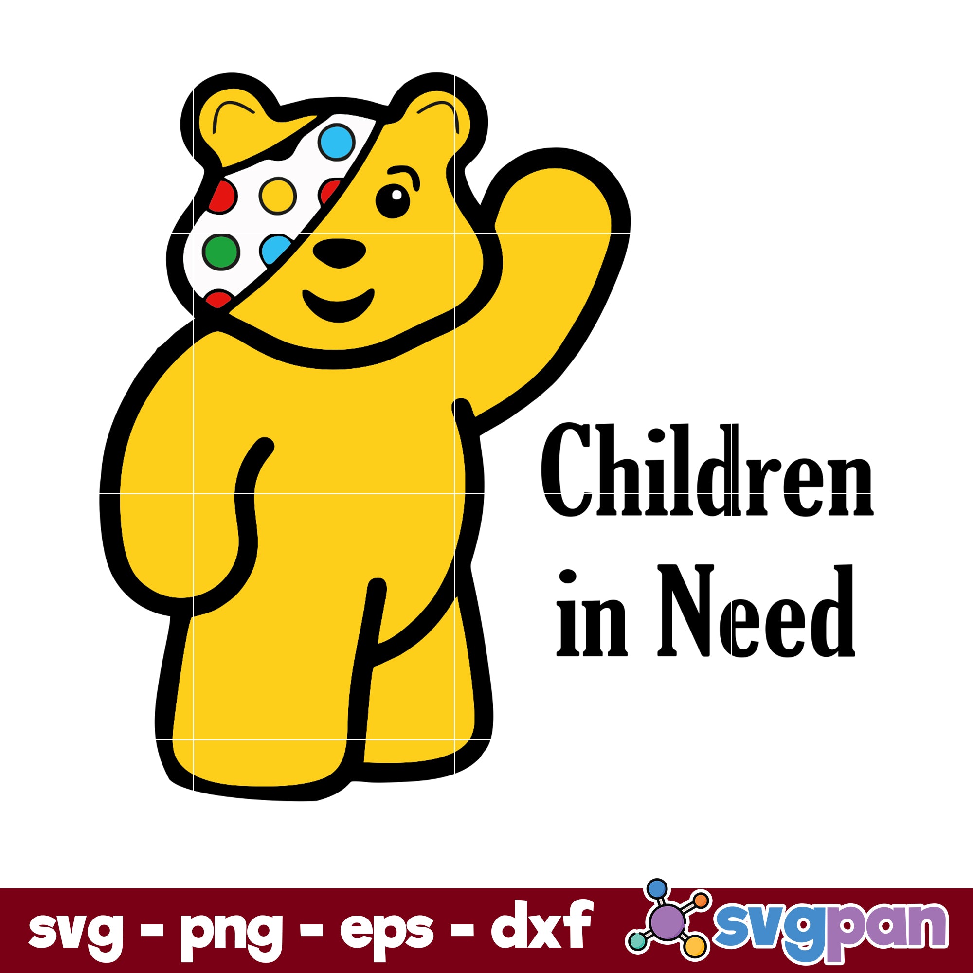 Bear Children In Need SVG, Red Nose Day SVG, Cartoon SVG – svgpan