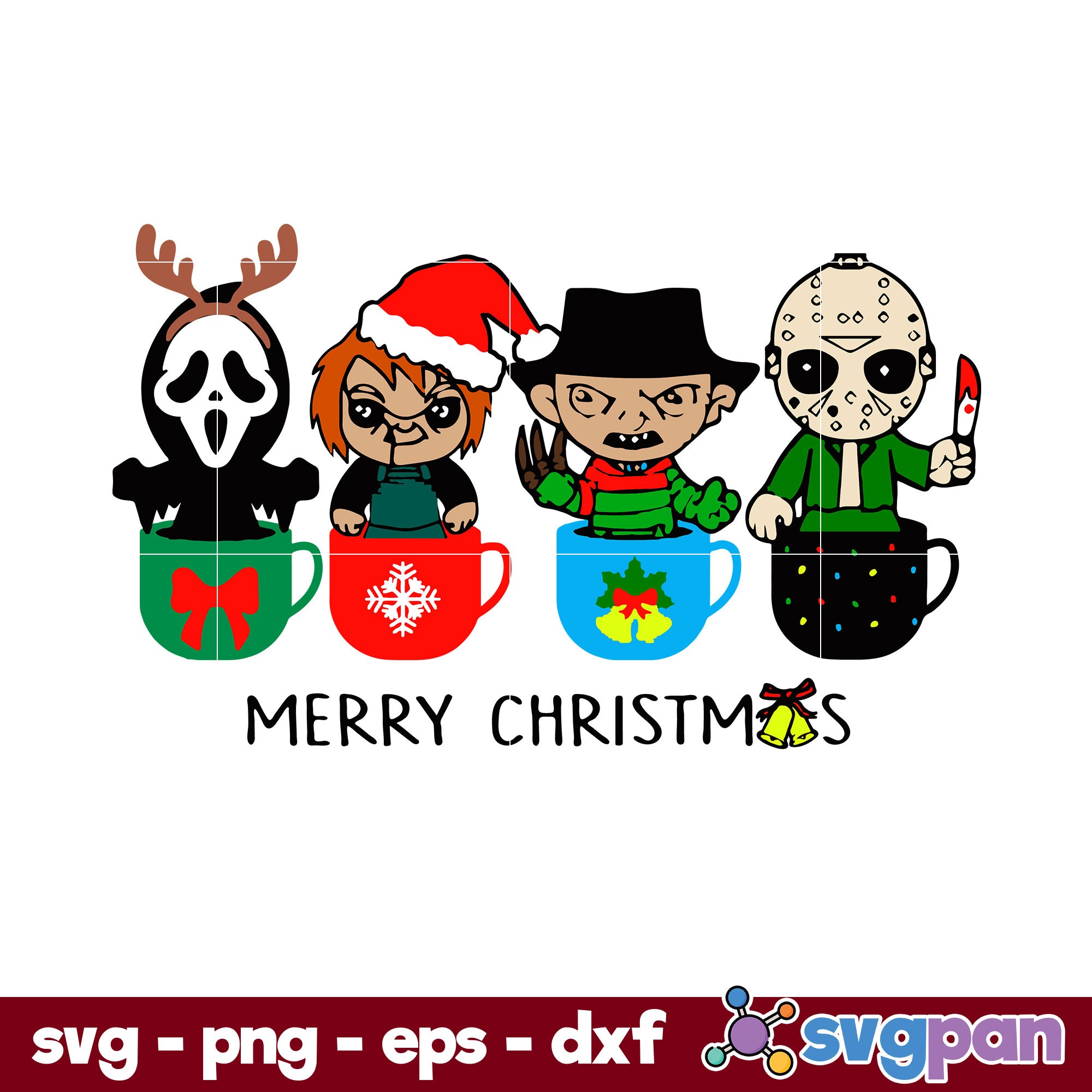 Horror Movie Tea Cup Christmas SVG, Christmas SVG, PNG DXF EPS Digital ...