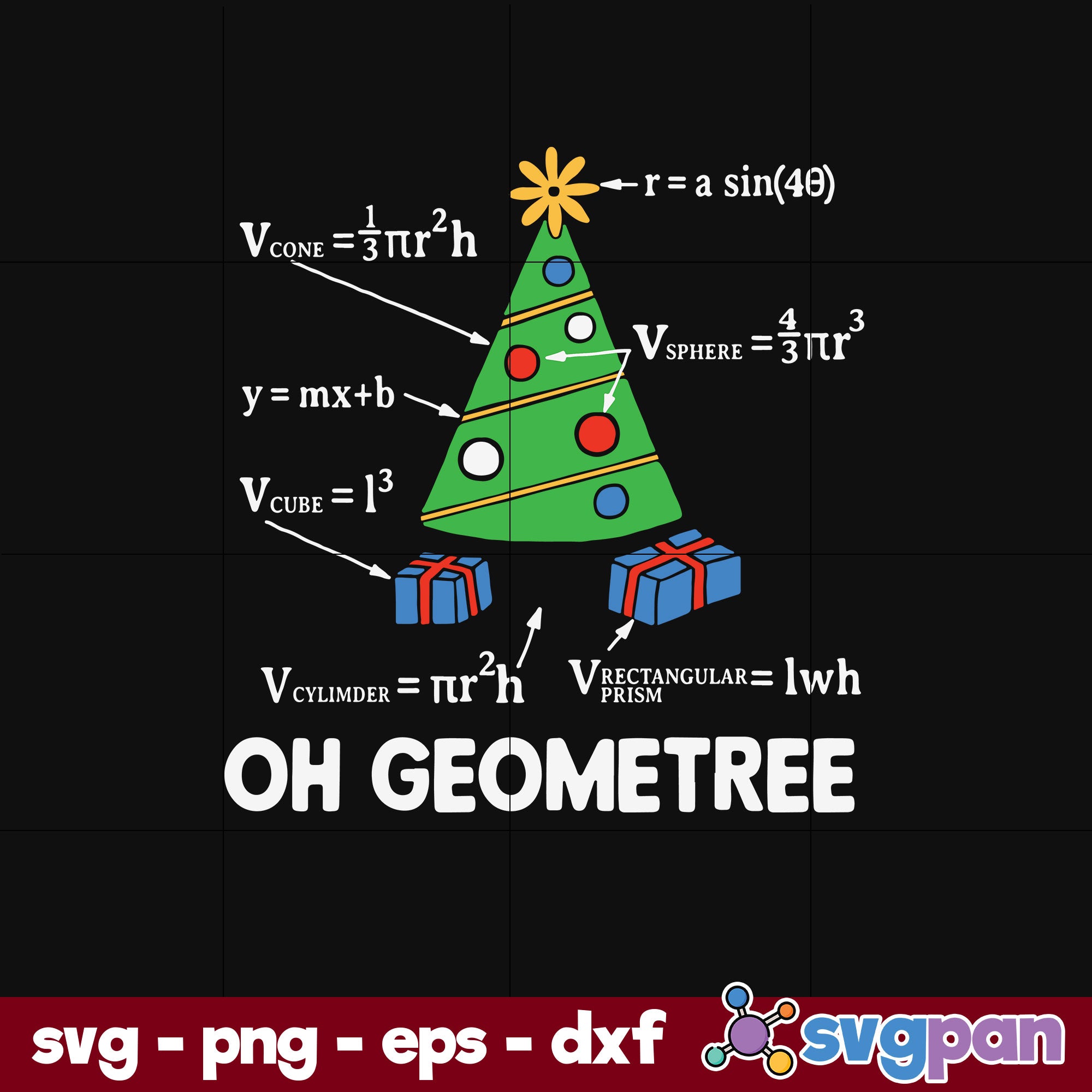 Math Geometry Christmas Tree Teacher SVG, Christmas SVG, PNG DXF EPS D ...