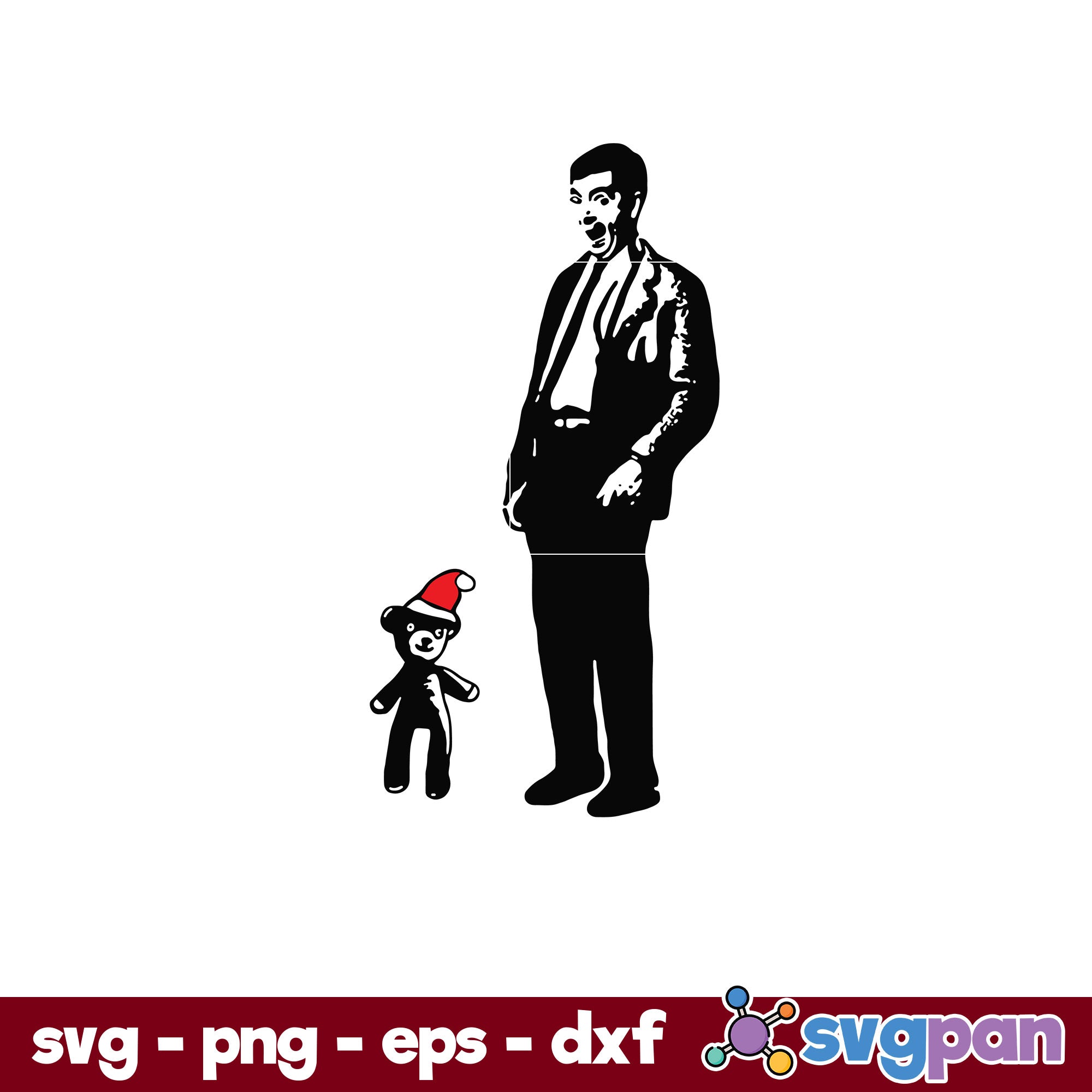 Mr Bean And Teddy Christmas SVG, Christmas SVG, PNG DXF EPS Digital Fi ...
