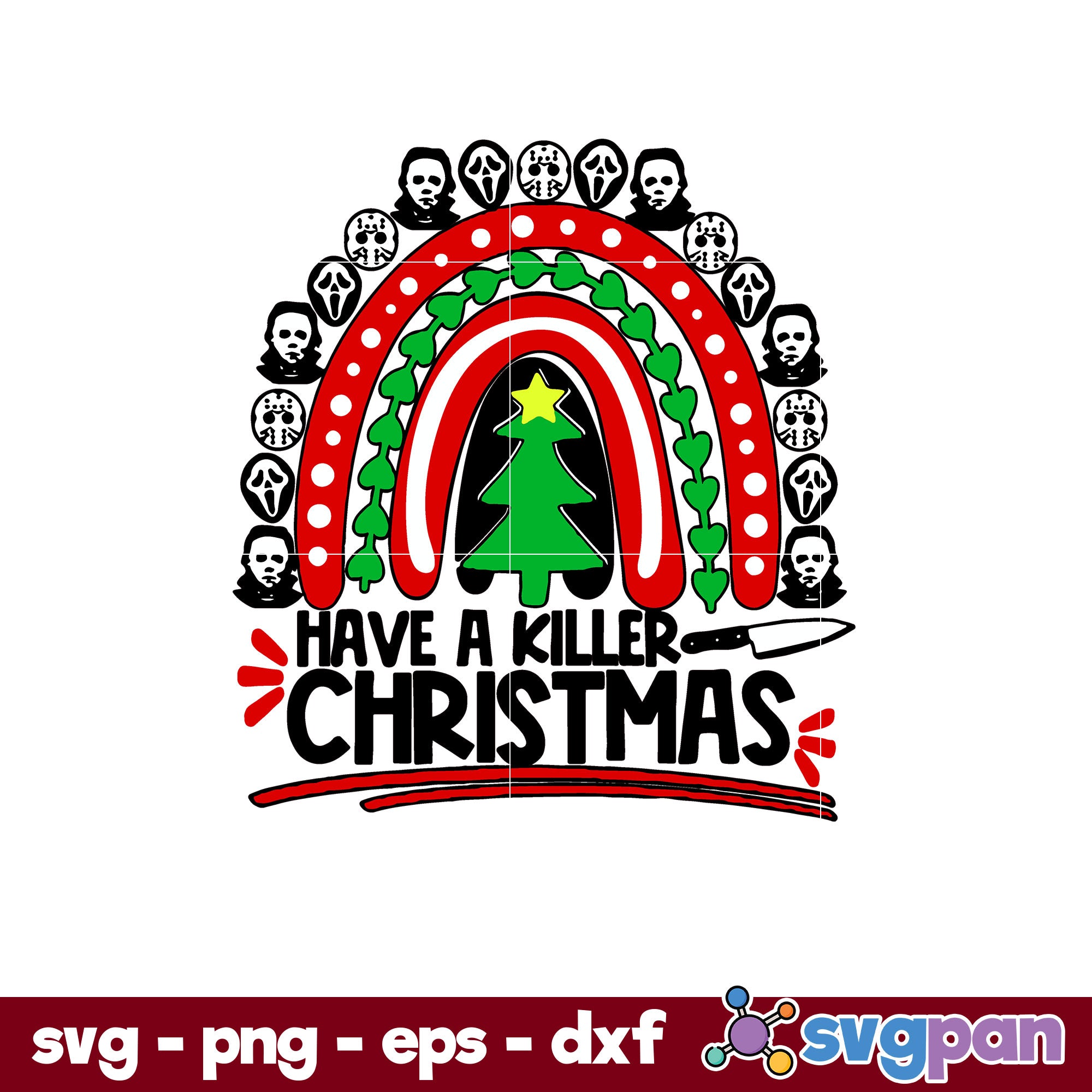Rainbow Horror Movie Christmas SVG, Christmas SVG, PNG DXF EPS Digital ...