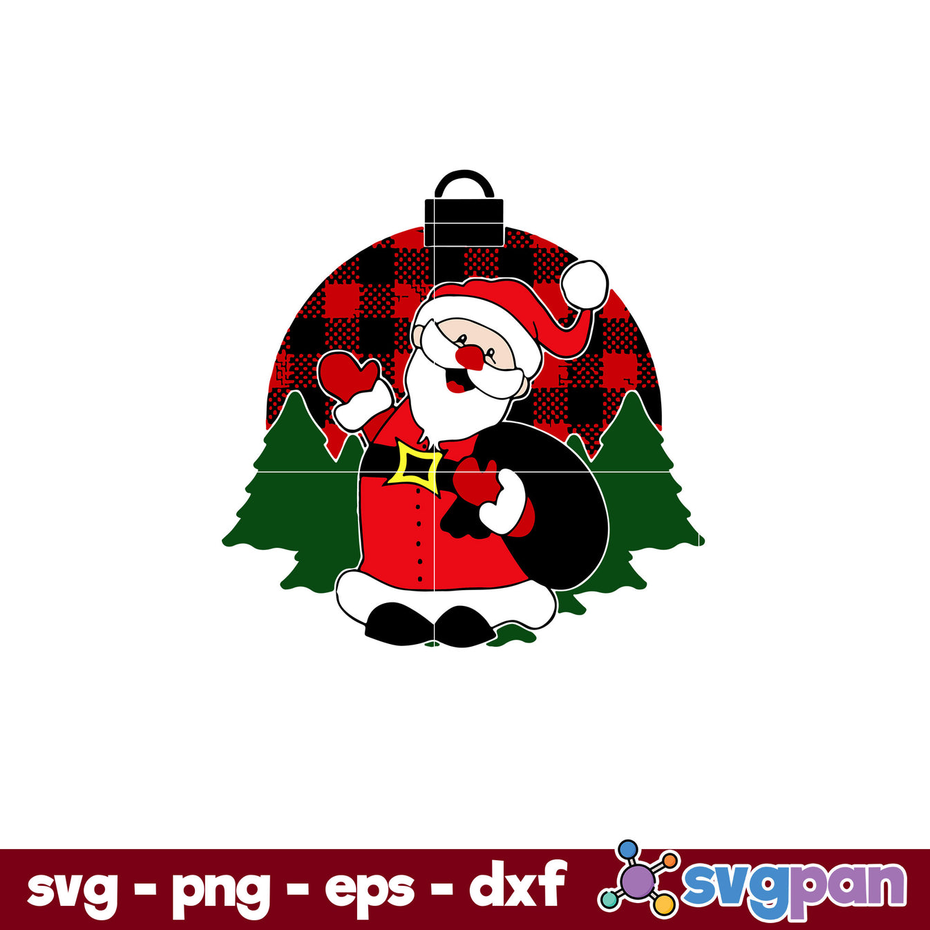 Santa Claus Christmas Tree Ornament Plaid SVG, Christmas SVG, PNG DXF ...