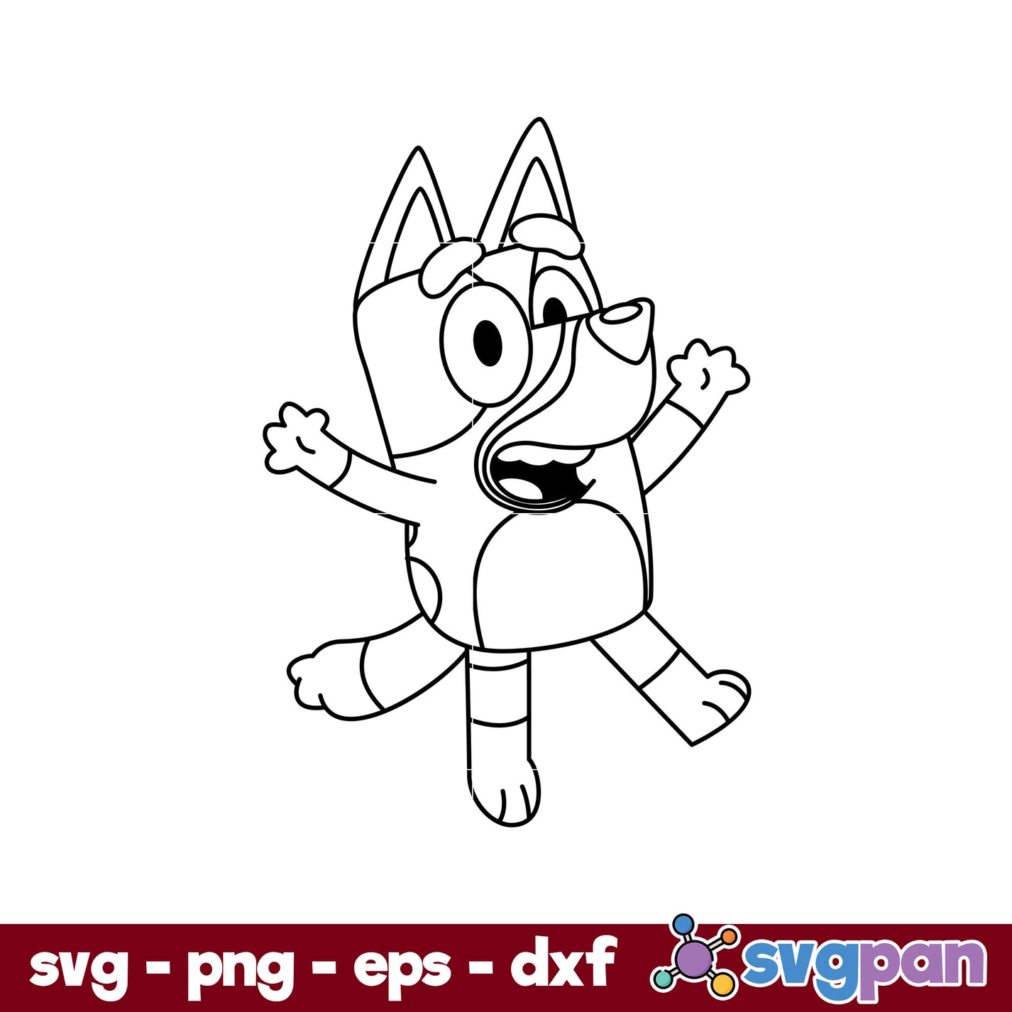 Bluey Dog Puppy Outline SVG, Bluey SVG, Cartoon SVG PNG DXF EPS File ...